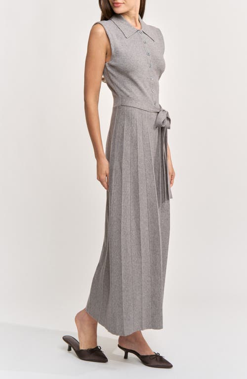 EN SAISON En Saison Sleeveless Maxi Sweater Dress with Pleated Skirt and Tie Belt