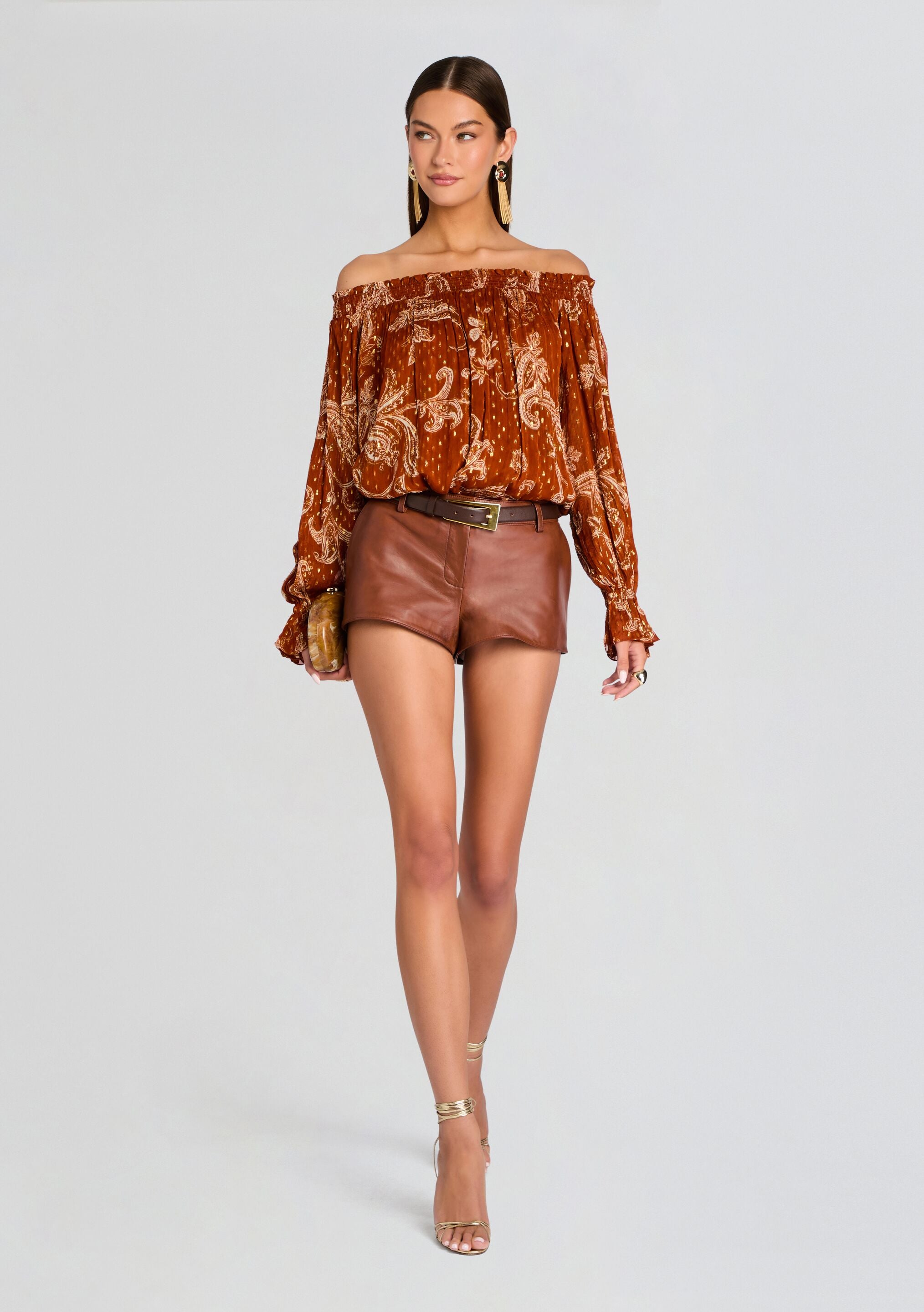 HEMANT & NANDITA Hemant & Nandita Leya Smocked Off Shoulder Top