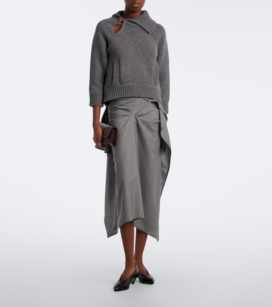 VICTORIA BECKHAM VICTORIA BECKHAM Asymmetric Wool Midi Skirt