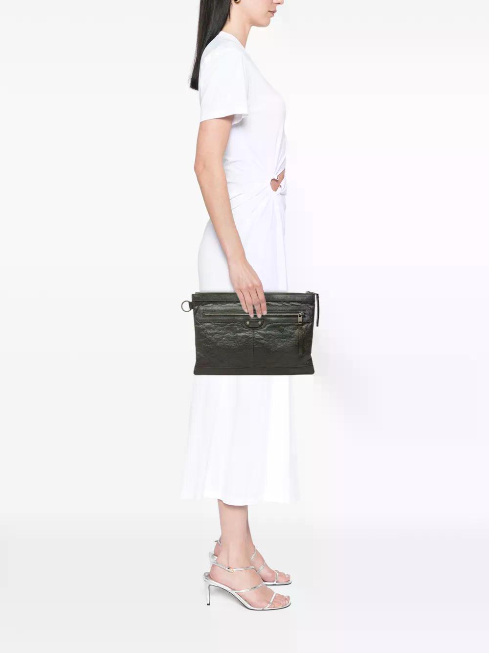 BALENCIAGA Balenciaga Lambskin Motocross Classic Clip M Clutch Bag