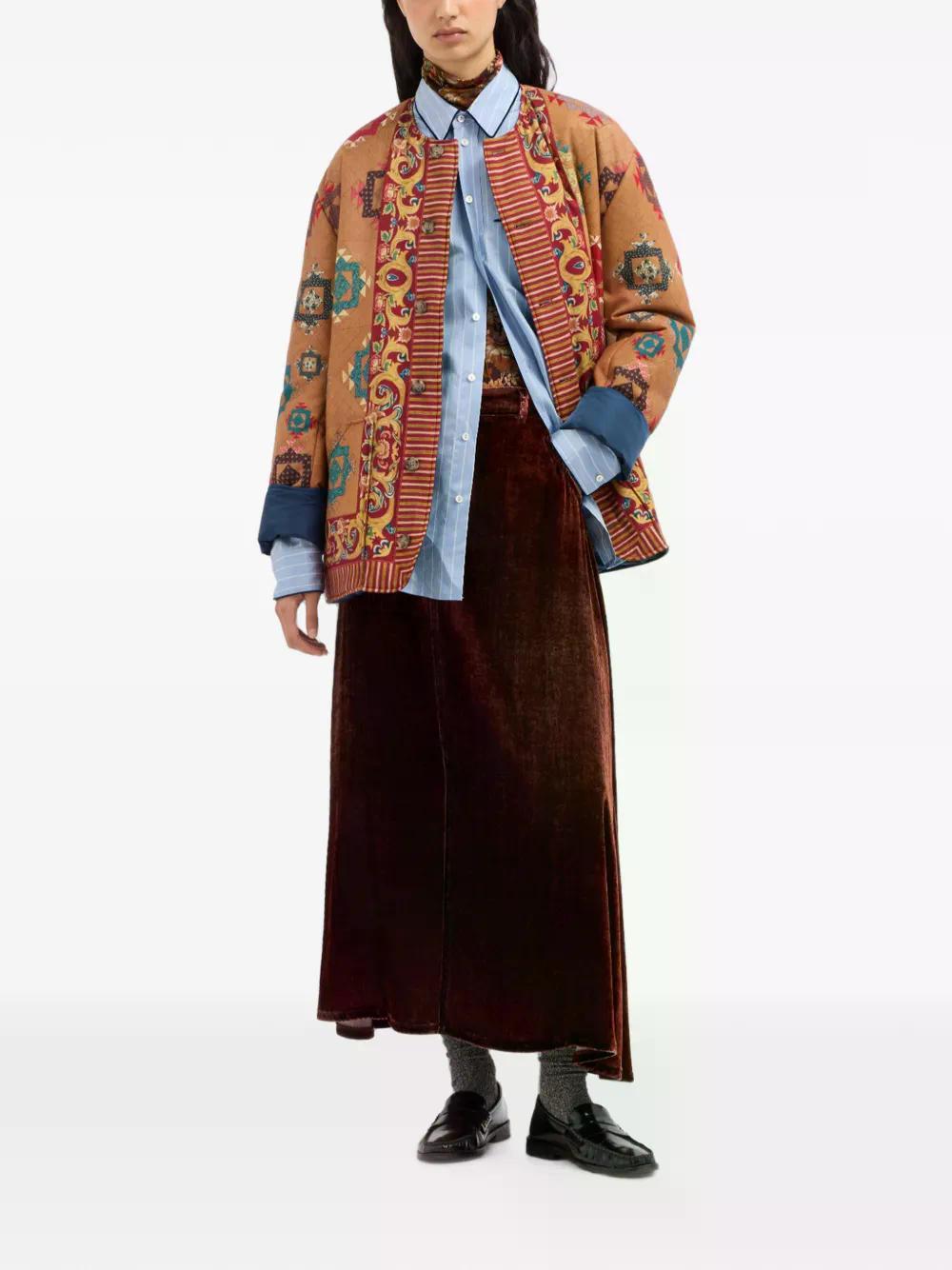 PIERRE-LOUIS MASCIA Pierre-Louis Mascia Geometric Print Hooded Wool Jacket