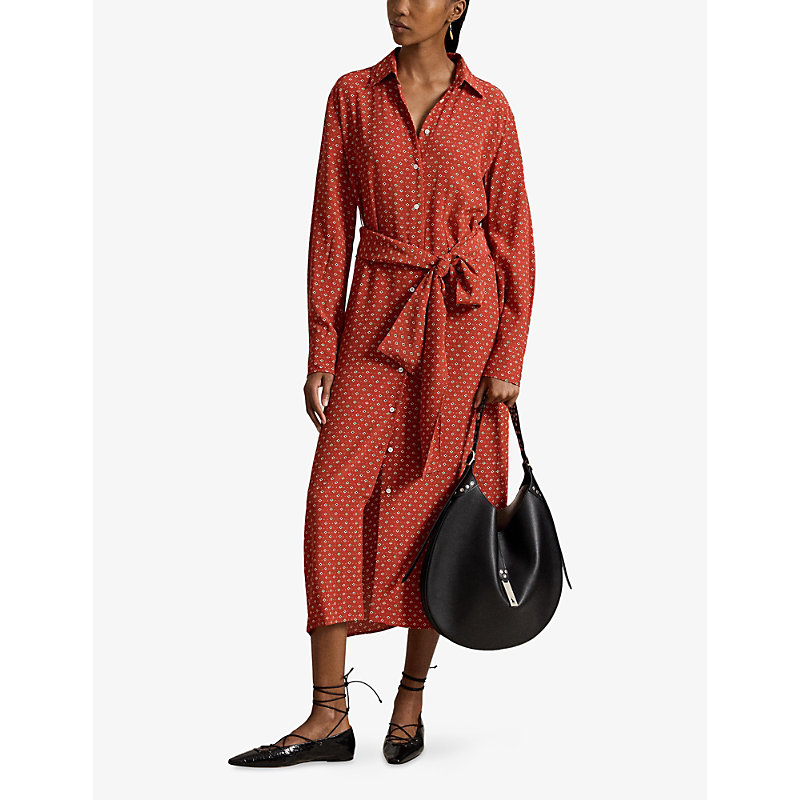 POLO RALPH LAUREN Geometric-Print Belted Woven Midi Dress