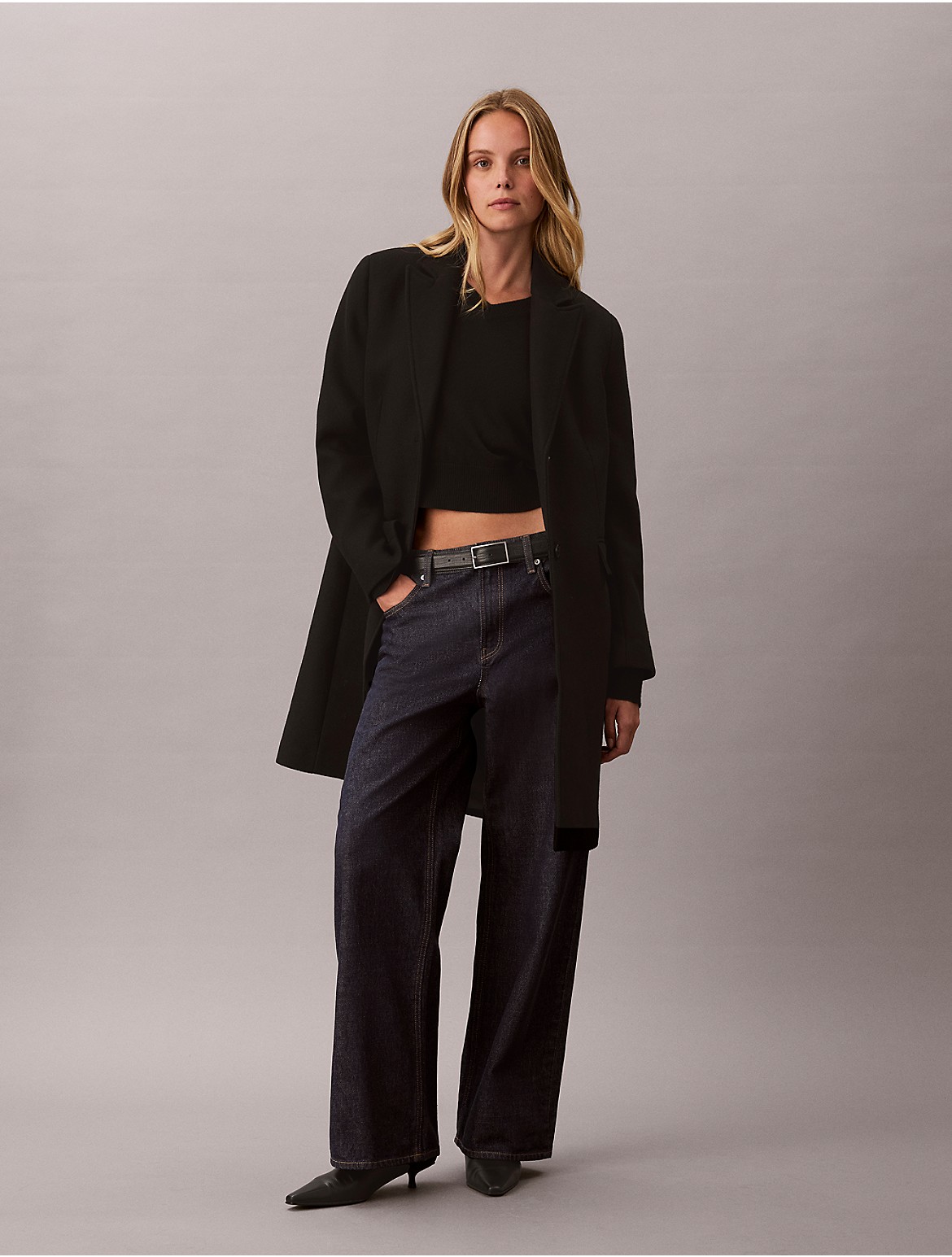 CALVIN KLEIN Calvin Klein Tailored Wool Blend Single Breasted Coat