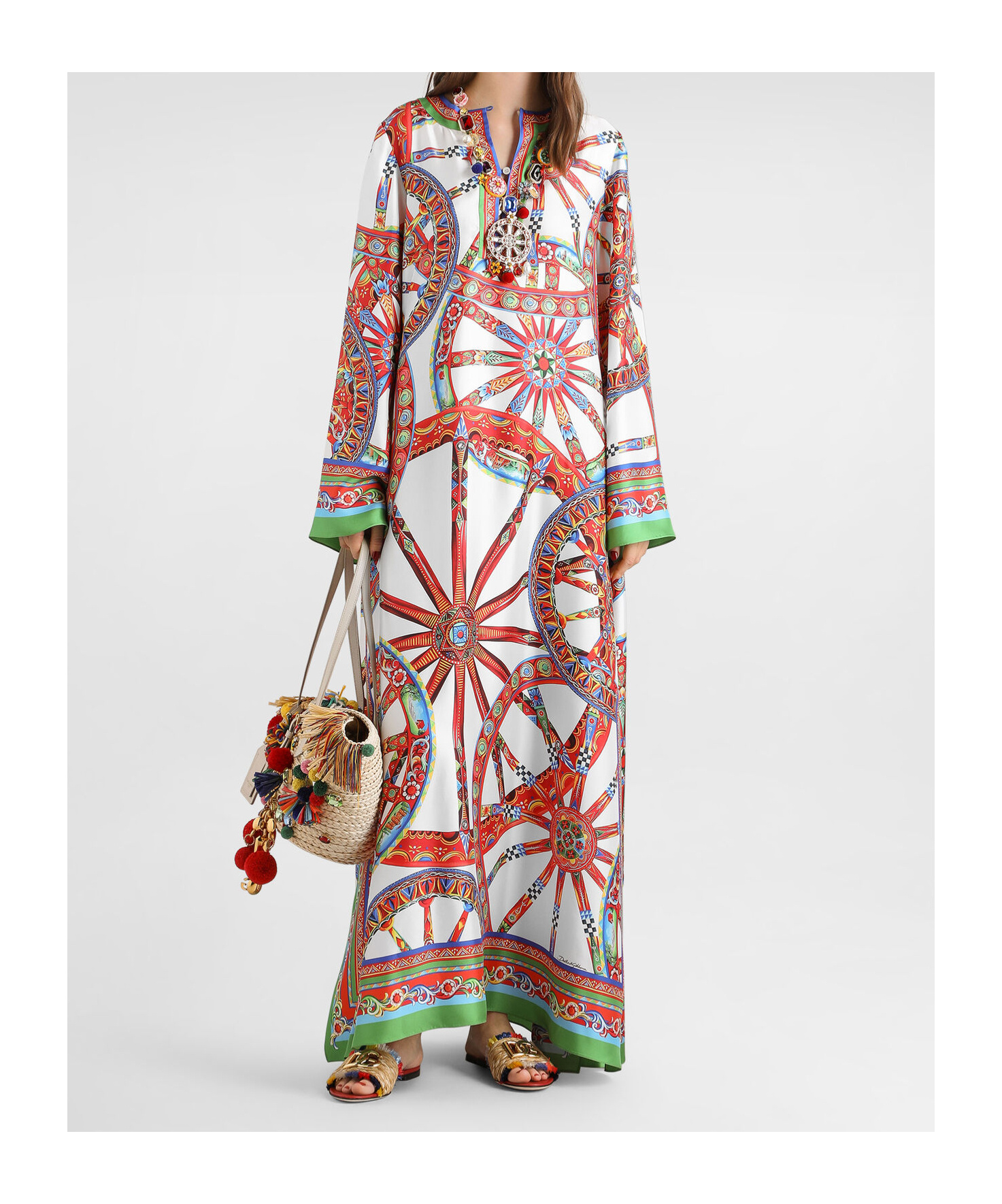 DOLCE & GABBANA DOLCE GABBANA Carretto-Printed Twill Kaftan Dress