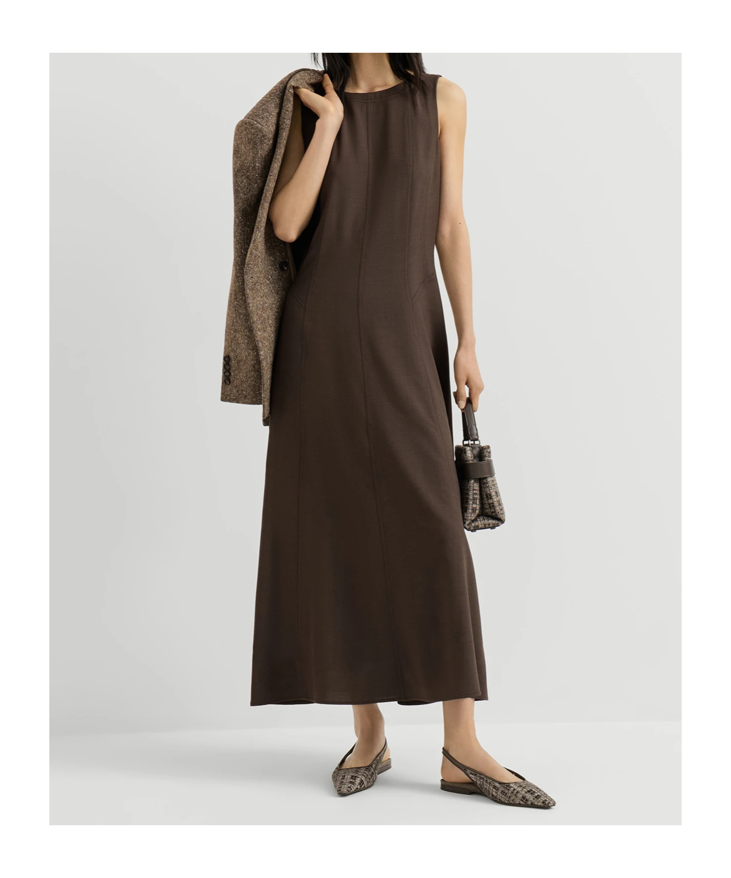 BRUNELLO CUCINELLI Brunello Cucinelli Precious Check Embroidery Slingback Flats