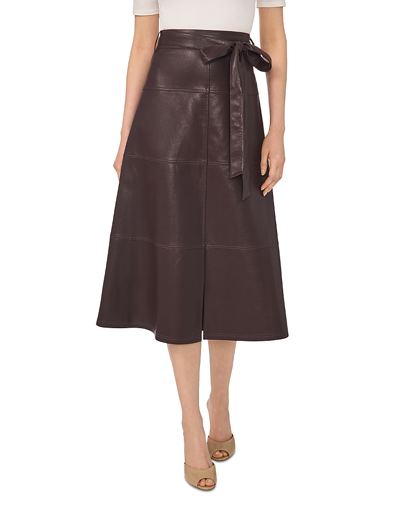 CECE DUPRAZ CeCe Faux Leather Tie Waist Midi Skirt