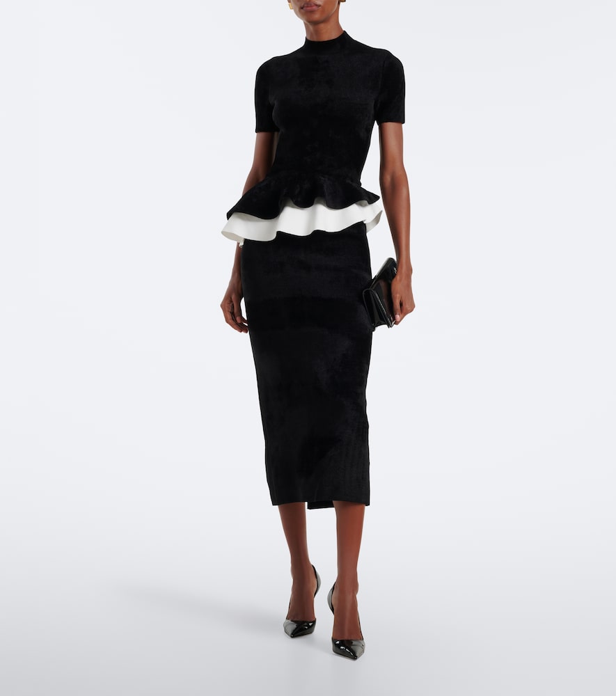 ROLAND MOURET Paneled Peplum Cocktail Dress