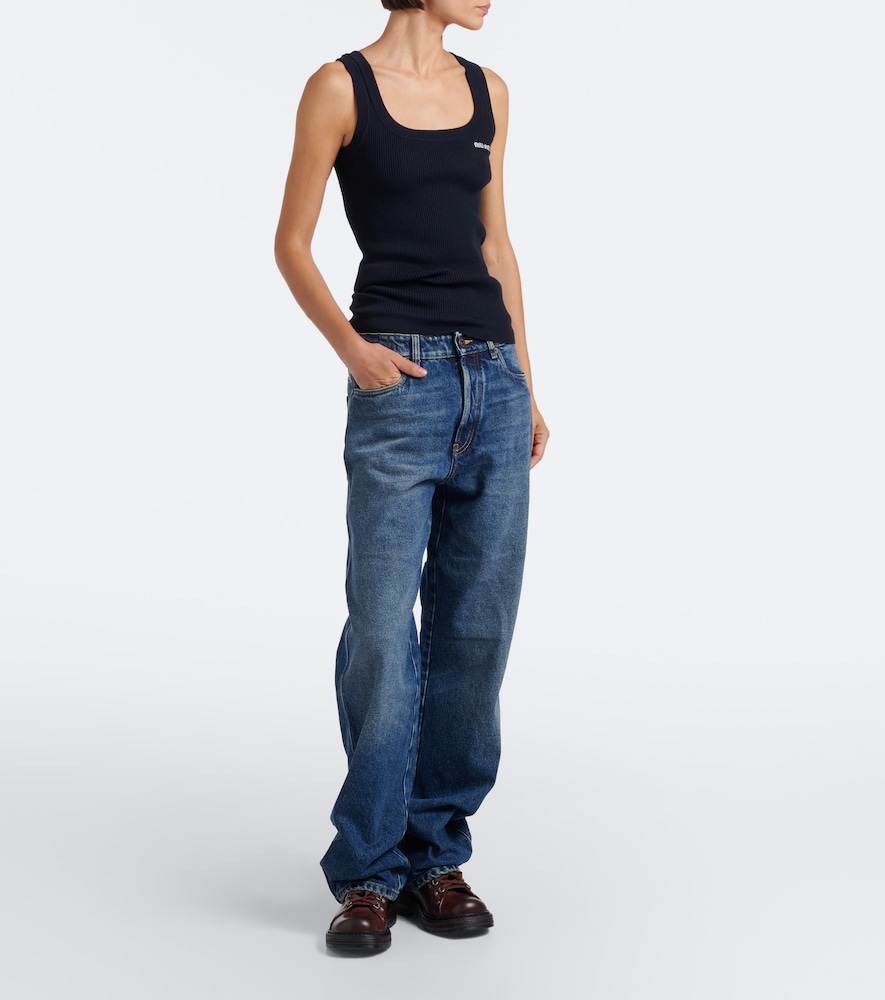 MIU MIU Miu Miu Ribbed-Knit Cotton Tank Top