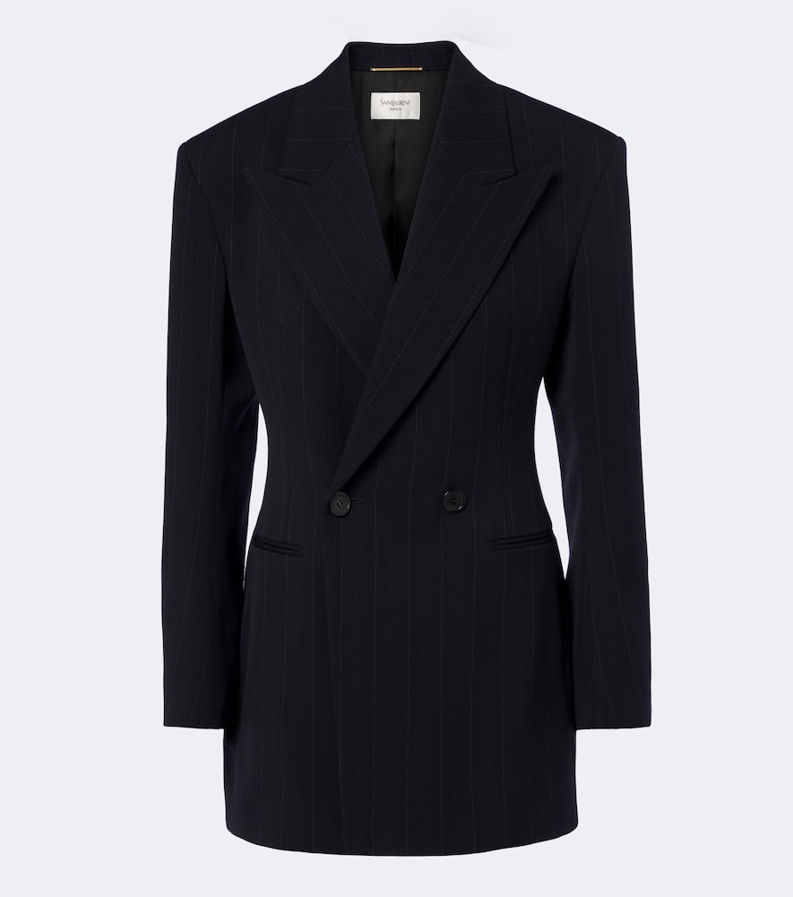 SAINT LAURENT Chalk Stripe Double-Breasted Wool Blazer