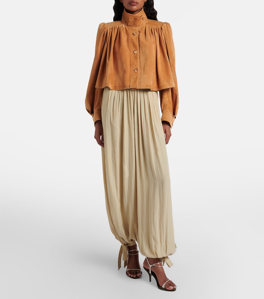 CHLOÉ Chloé Cropped Gathered Suede Jacket