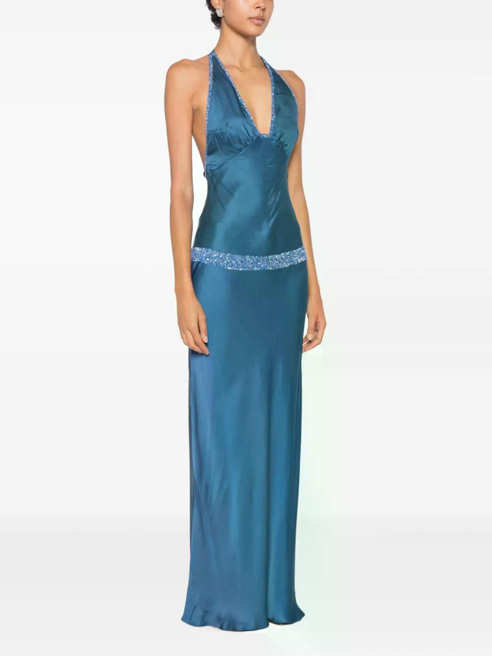ASTA RESORT Asta Resort Celine Bead-Embellished Halterneck Maxi Dress
