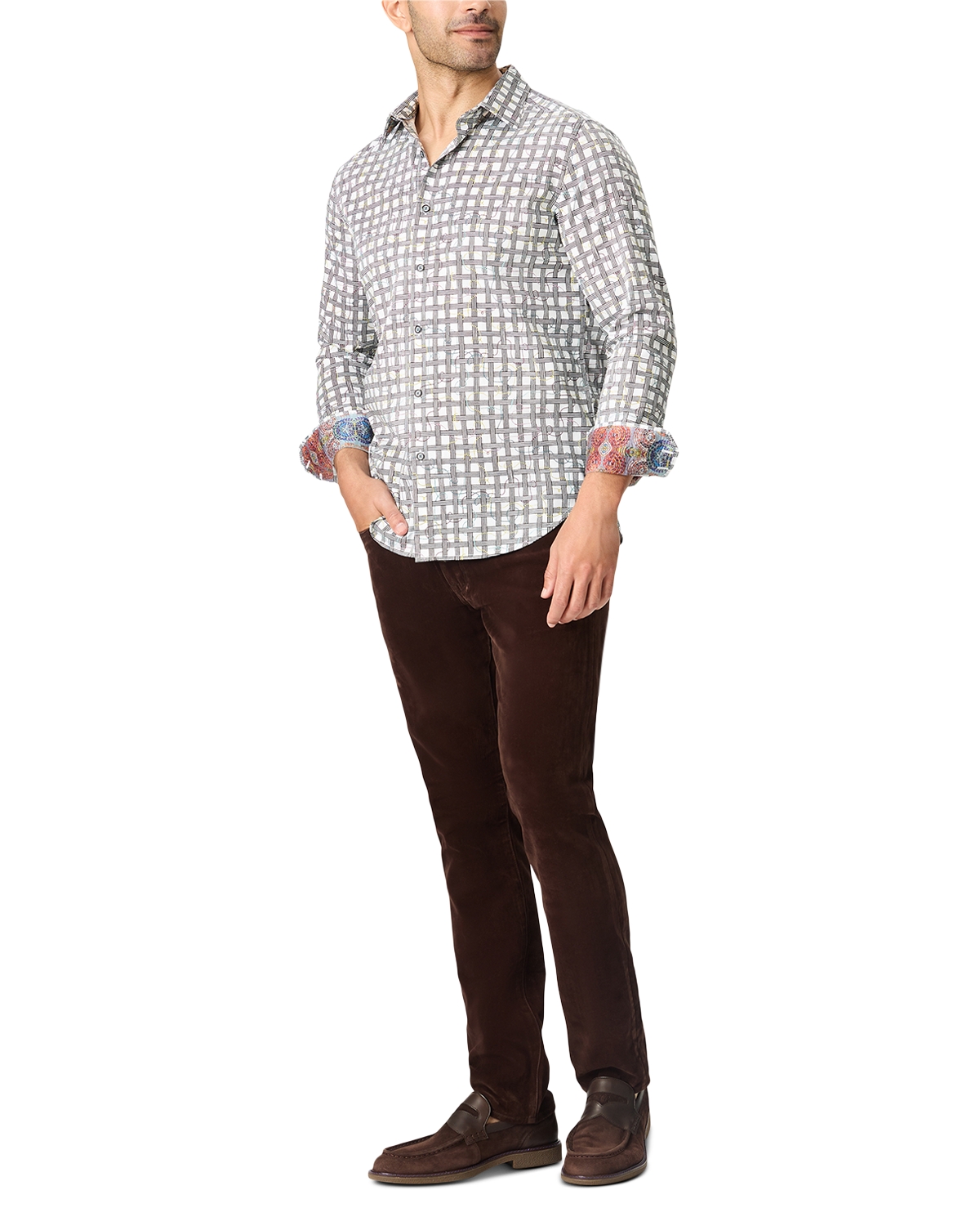 ROBERT GRAHAM sanger slim fit cotton blend check woven shirt