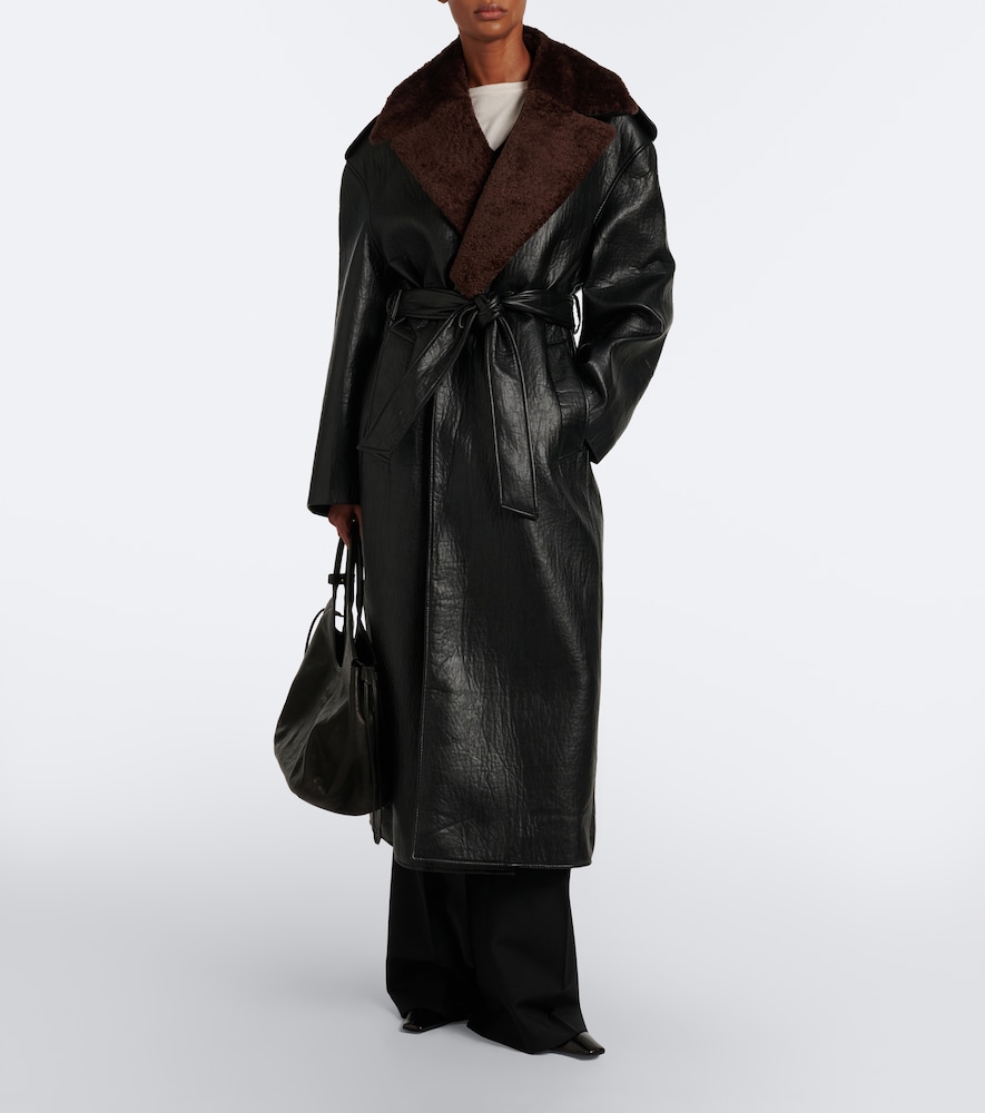 THE FRANKIE SHOP Edra Shearling-Trimmed Wrap Coat