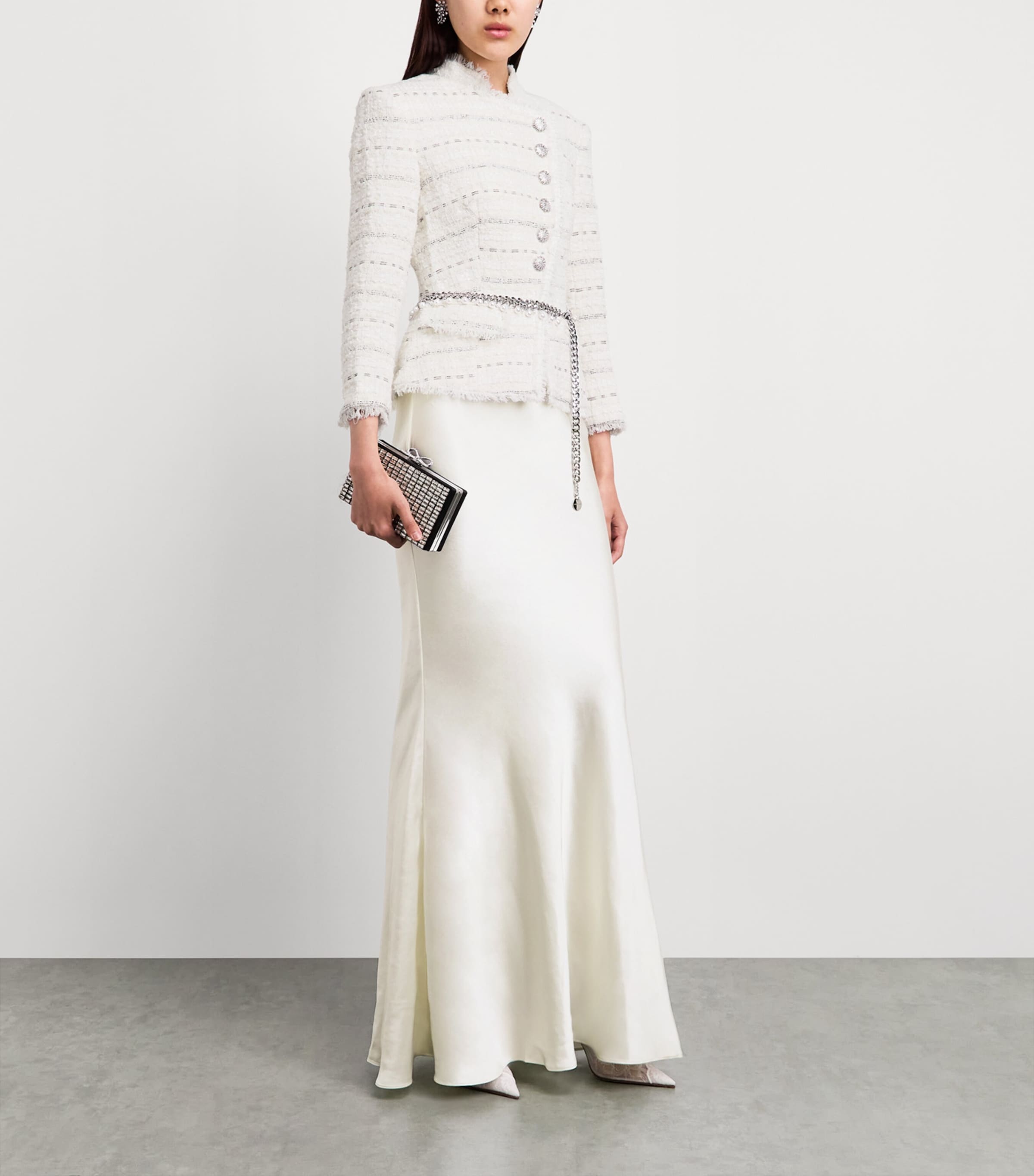 SELF-PORTRAIT SELF-PORTRAIT Bouclé Satin Maxi Dress
