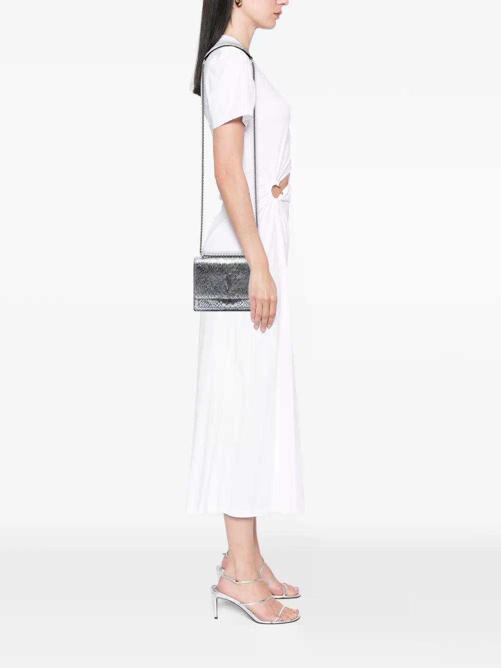 SAINT LAURENT Saint Laurent Medium Python Embossed Leather Monogram Sunset Crossbody Satchel