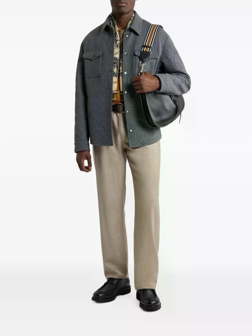 ETRO cotton-blend overshirt with quilt-effect paisley embroidery