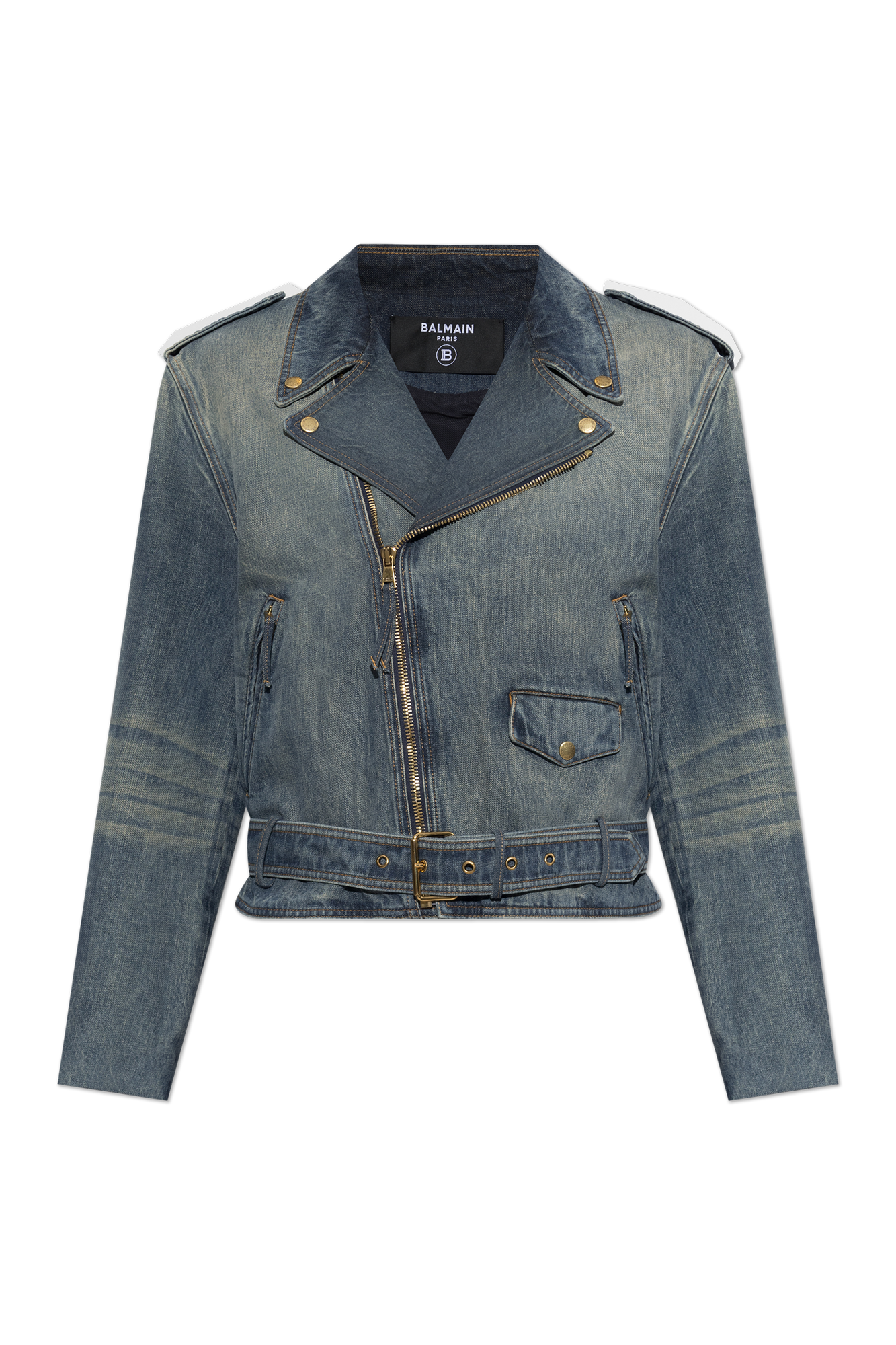 BALMAIN t-shirt with logo and shimmering appliqués