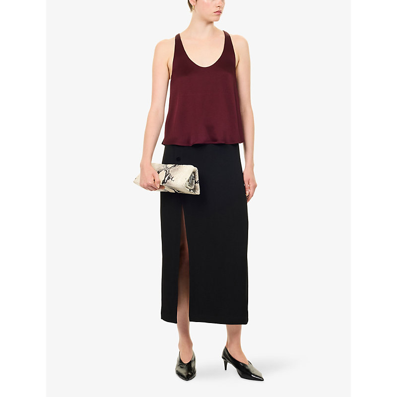 BLAZÉ MILANO Blazé Milano Luna Velvet-Trim Crepe Midi Skirt
