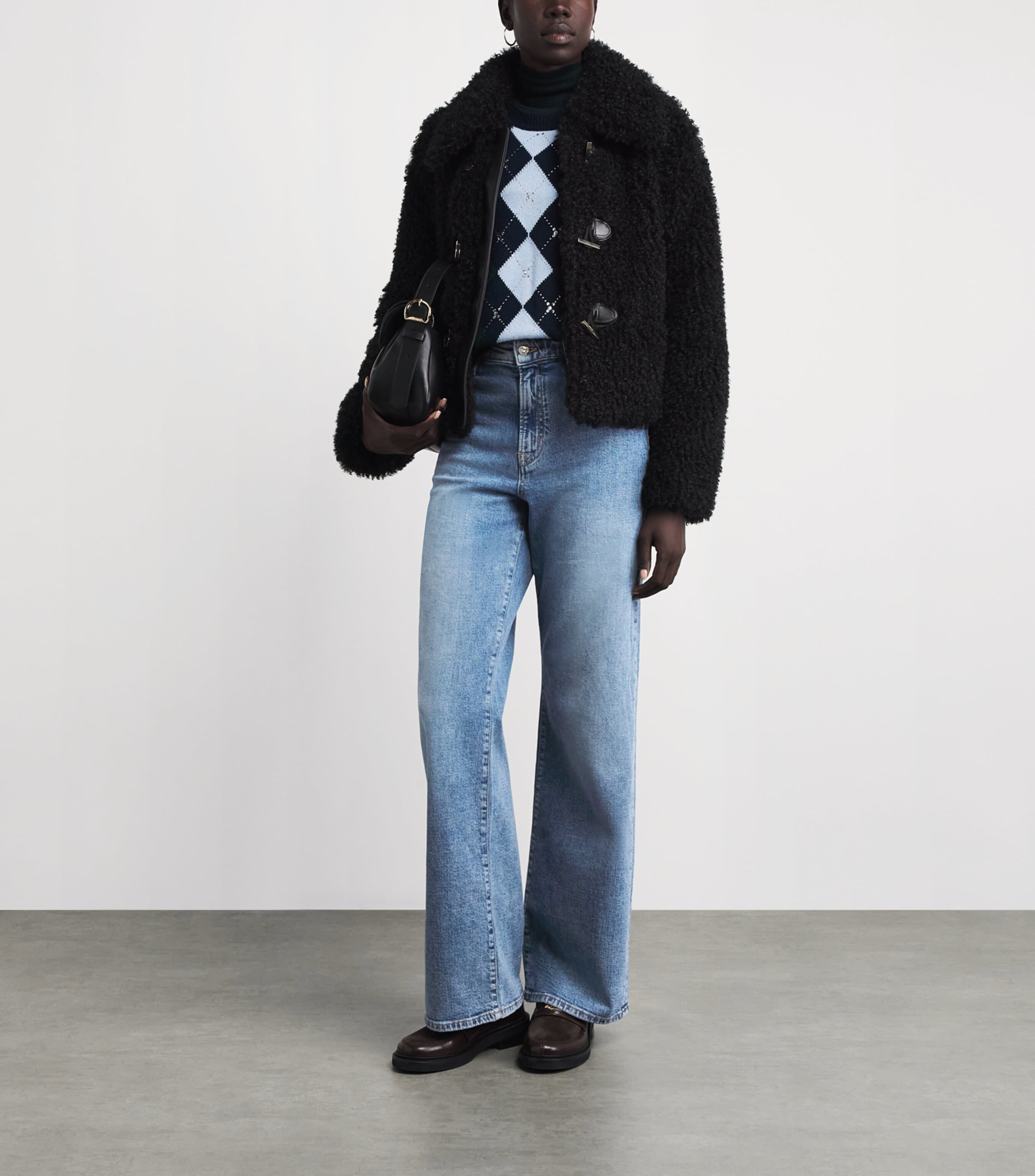 MAJE Maje Leather Buckle Wide-Leg Jeans