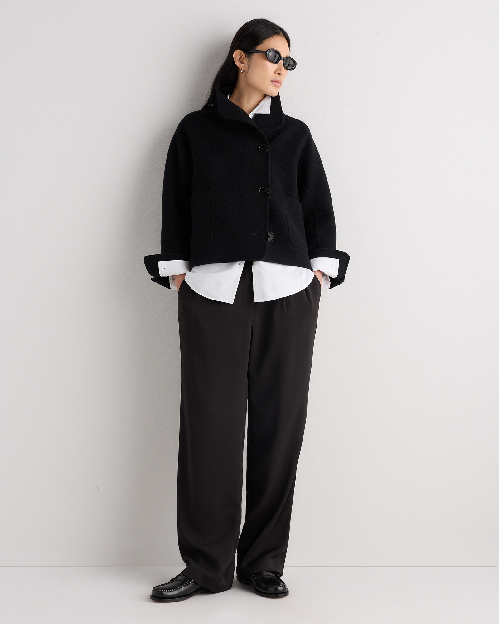 QUINCE Double-Faced Merino Wool Funnel Neck Jacket