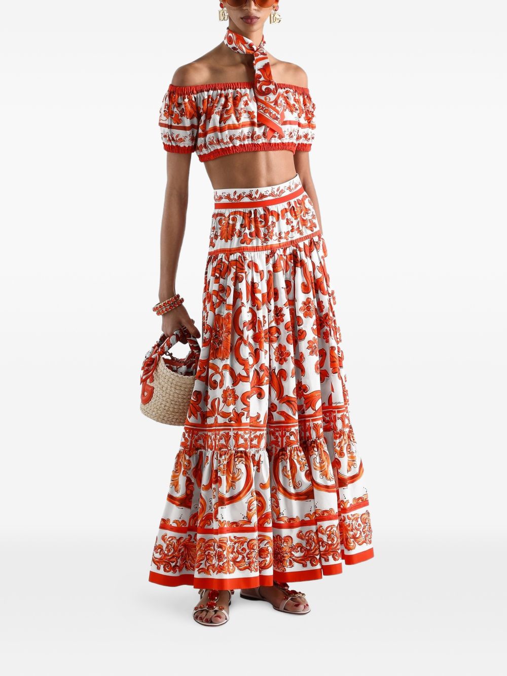 DOLCE & GABBANA DOLCE & GABBANA Majolica Print Poplin Top