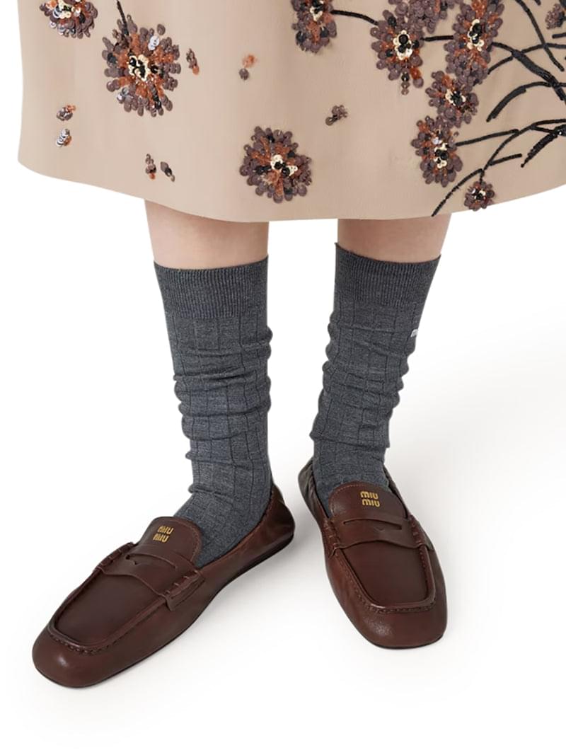 MIU MIU MIU MIU Nappa Leather Ruffled Loafers