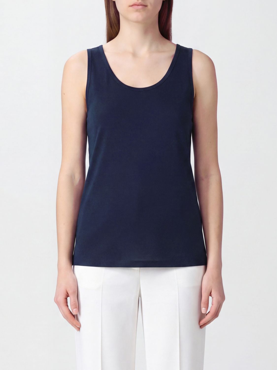 MAX MARA MAX MARA Sleeveless U-Neck Slim Fit Crepe De Chine Top