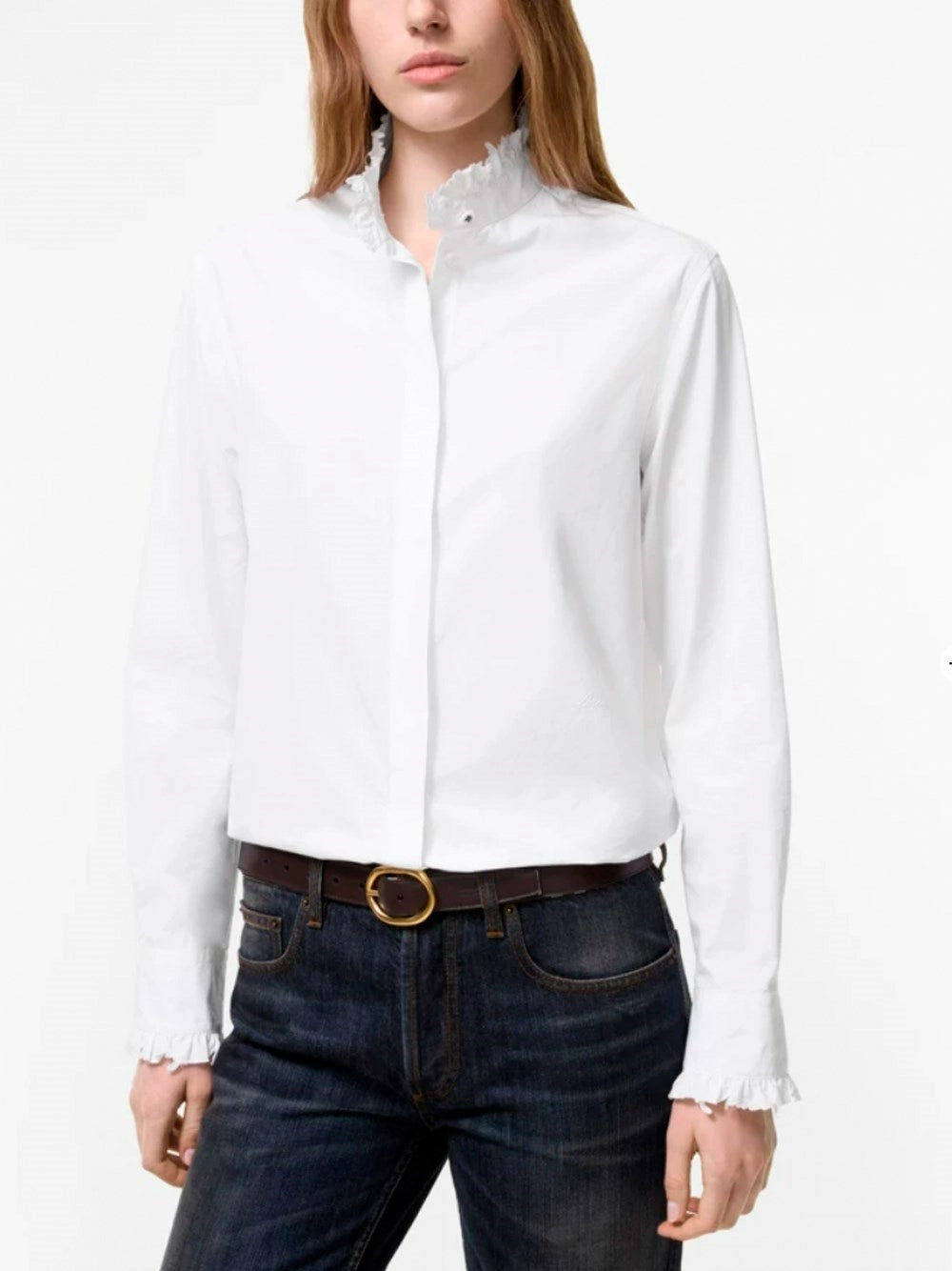 BURBERRY Burberry Helen Cotton Shirt with Ruffled Details