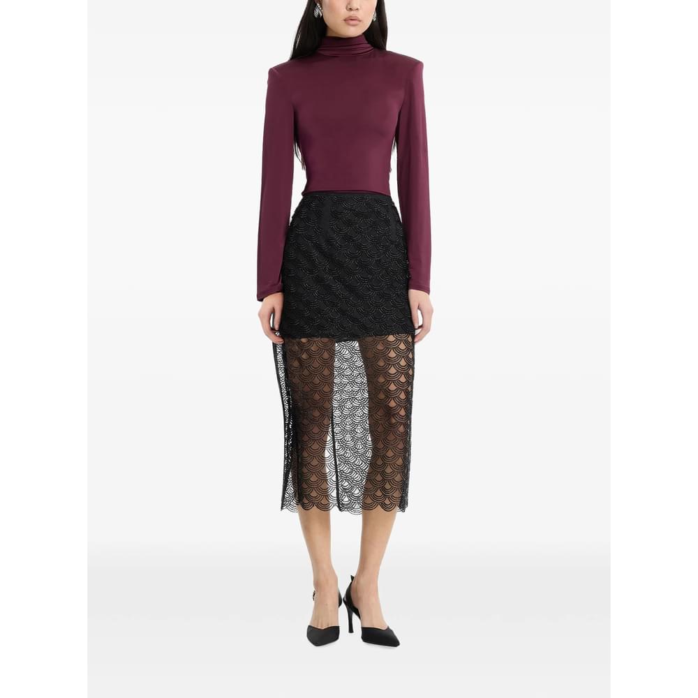 ROTATE BY BIRGER CHRISTENSEN ROTATE Long Sleeves Scarf Detail Roll Neck Cut-Out Top