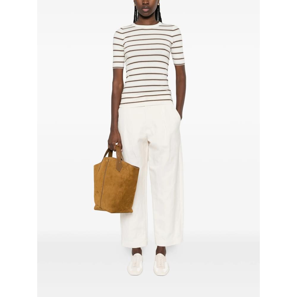 BRUNELLO CUCINELLI BRUNELLO CUCINELLI Striped Round Neck Short Sleeves Knit Top