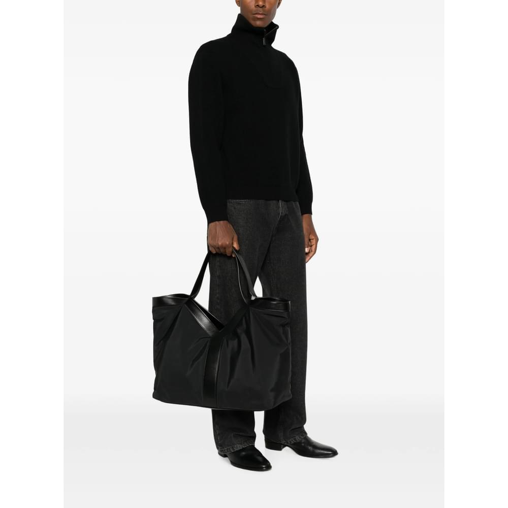 SAINT LAURENT SAINT LAURENT Calfskin Trim Tote Bag