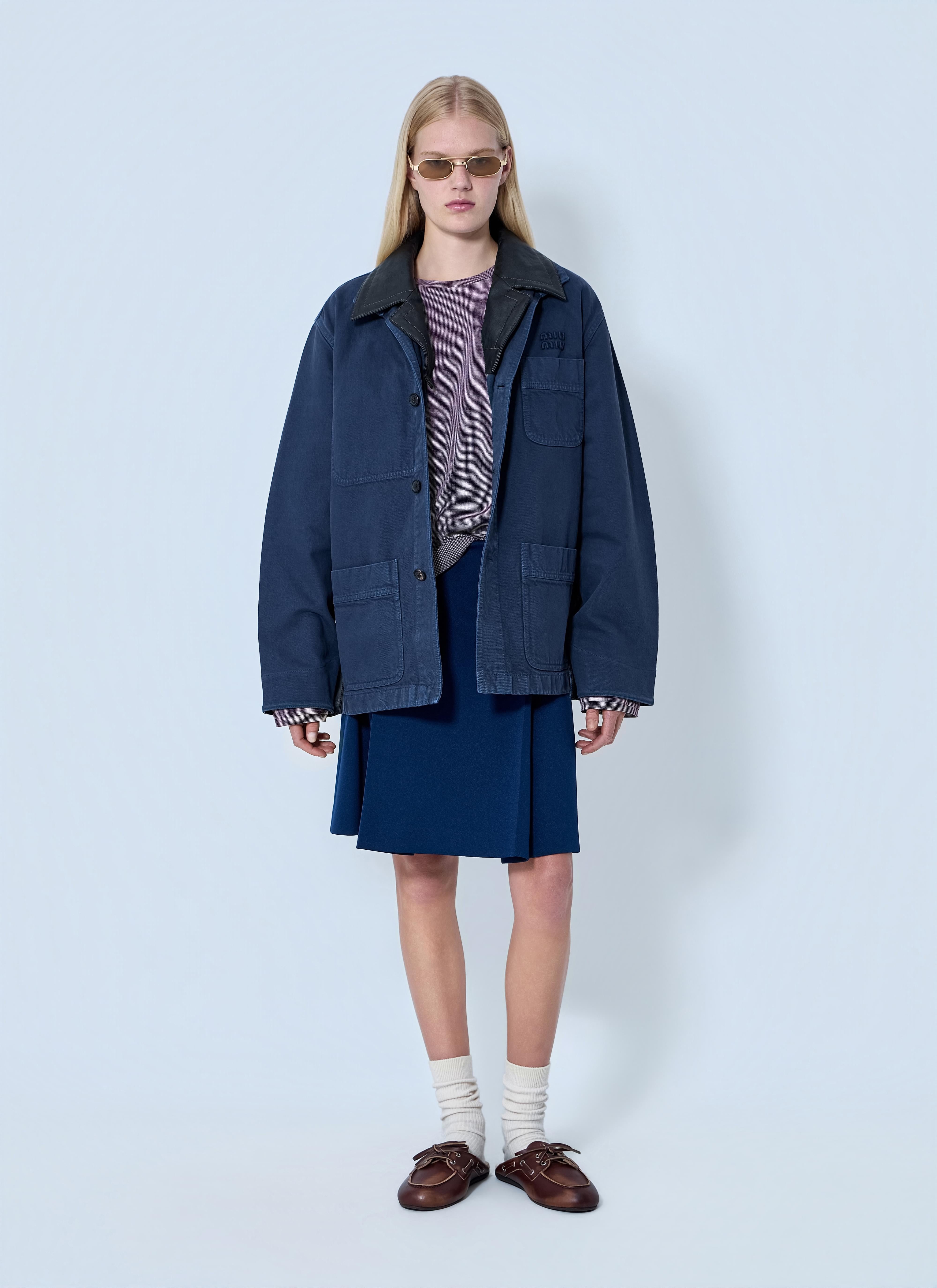 MIU MIU MIU MIU Single-Breasted Garment-Dyed Gabardine Jacket