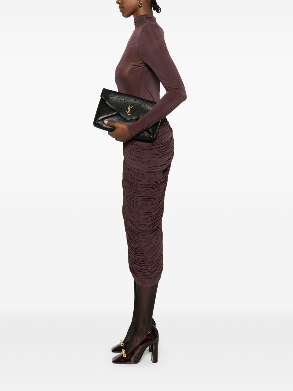 SAINT LAURENT SAINT LAURENT Envelope Cassandre Large Leather Clutch