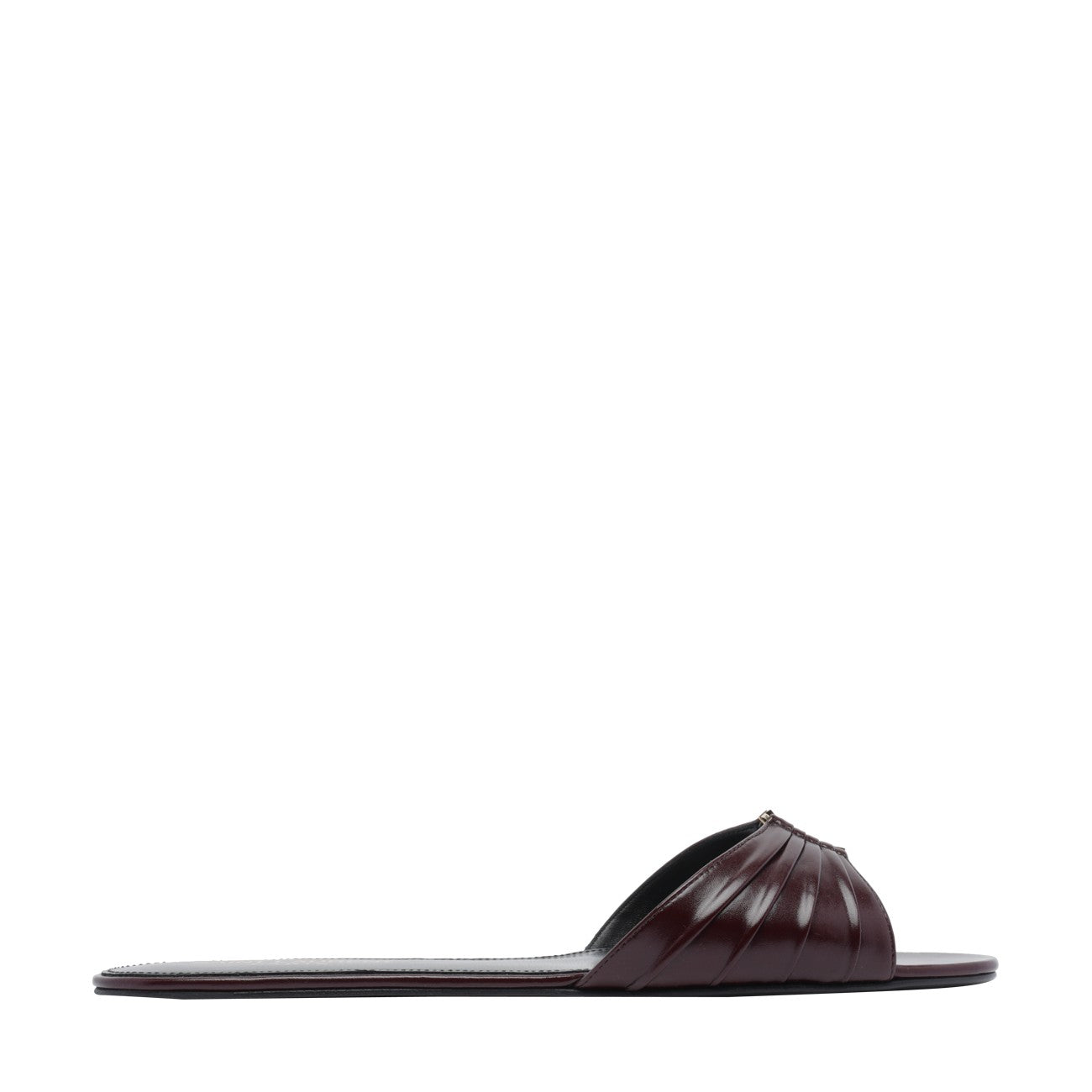 SAINT LAURENT Saint Laurent Embellished Gathered Glossed-Leather Slides
