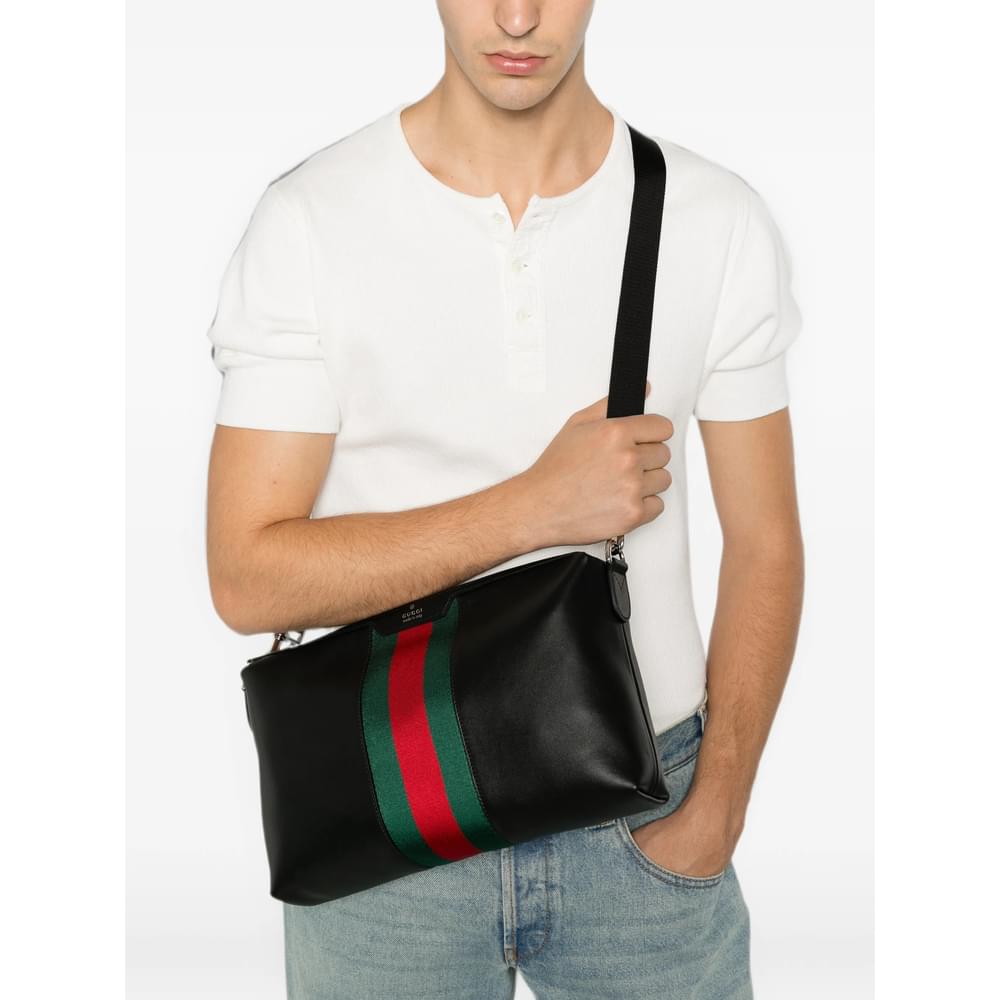 GUCCI GUCCI Calf Leather Messenger Bag with Web Detail