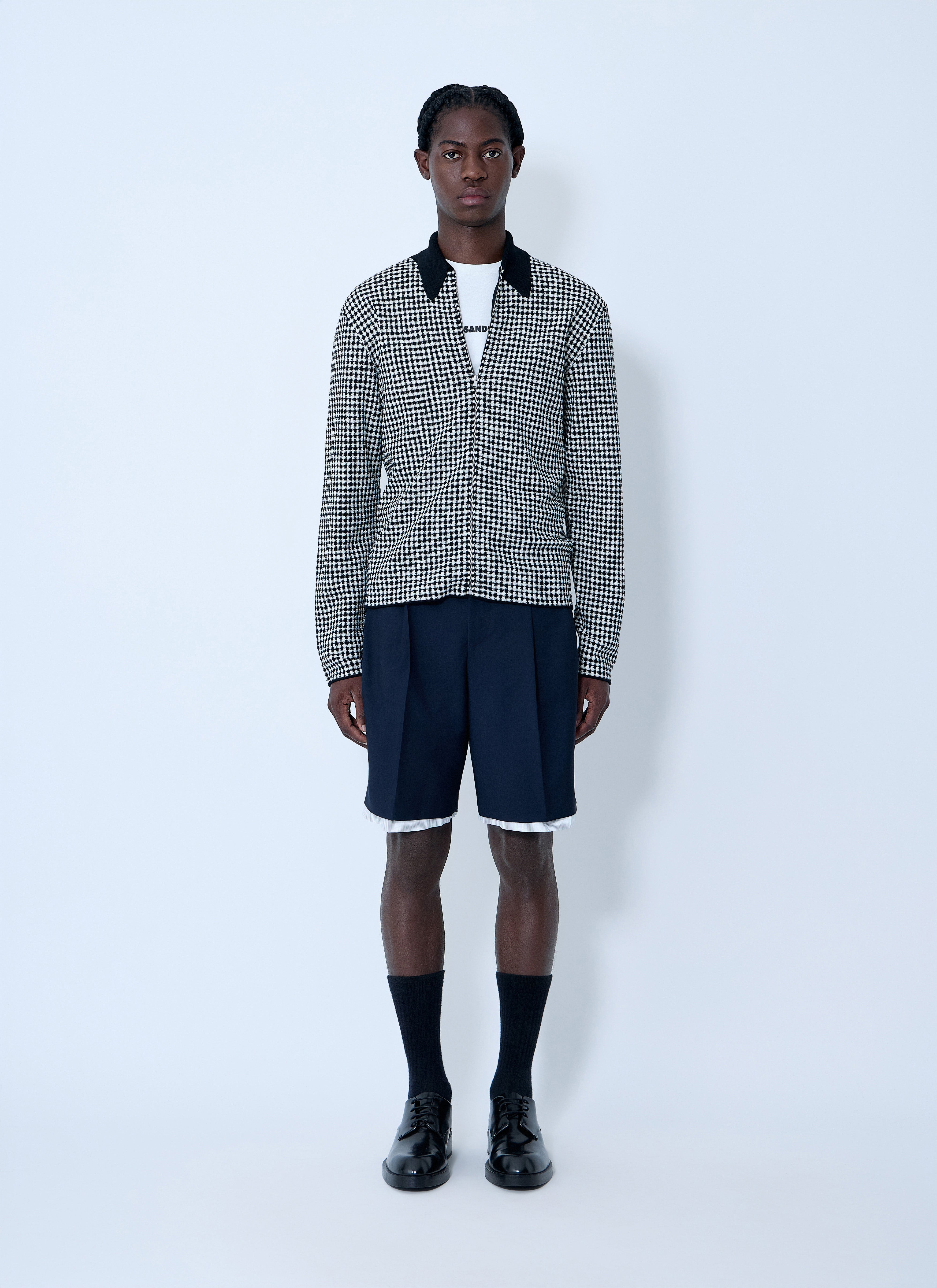 JIL SANDER Jil Sander Men Houndstooth Zip-Up Shirt