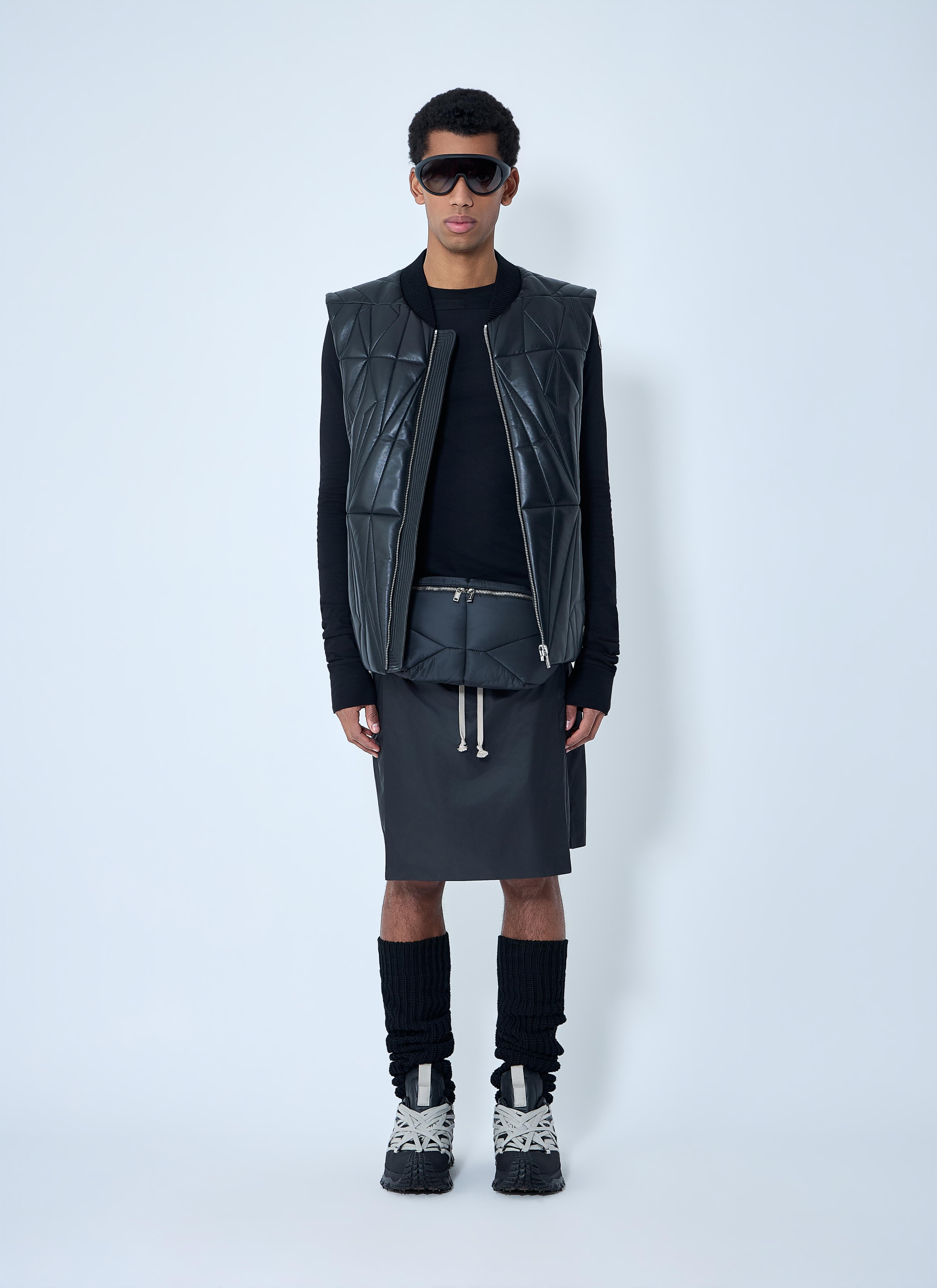 MONCLER Geocamo Flight Leather Hooded Gilet
