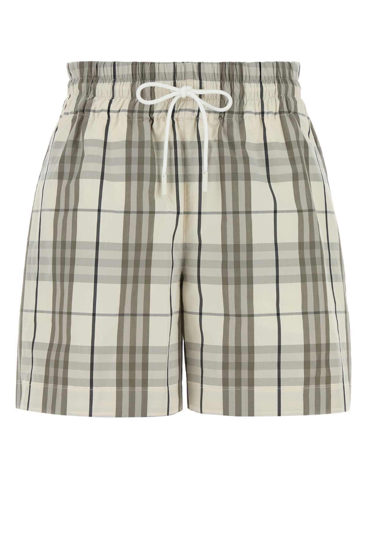 BURBERRY Burberry Check Cotton Blouse with Self-Tie Collar