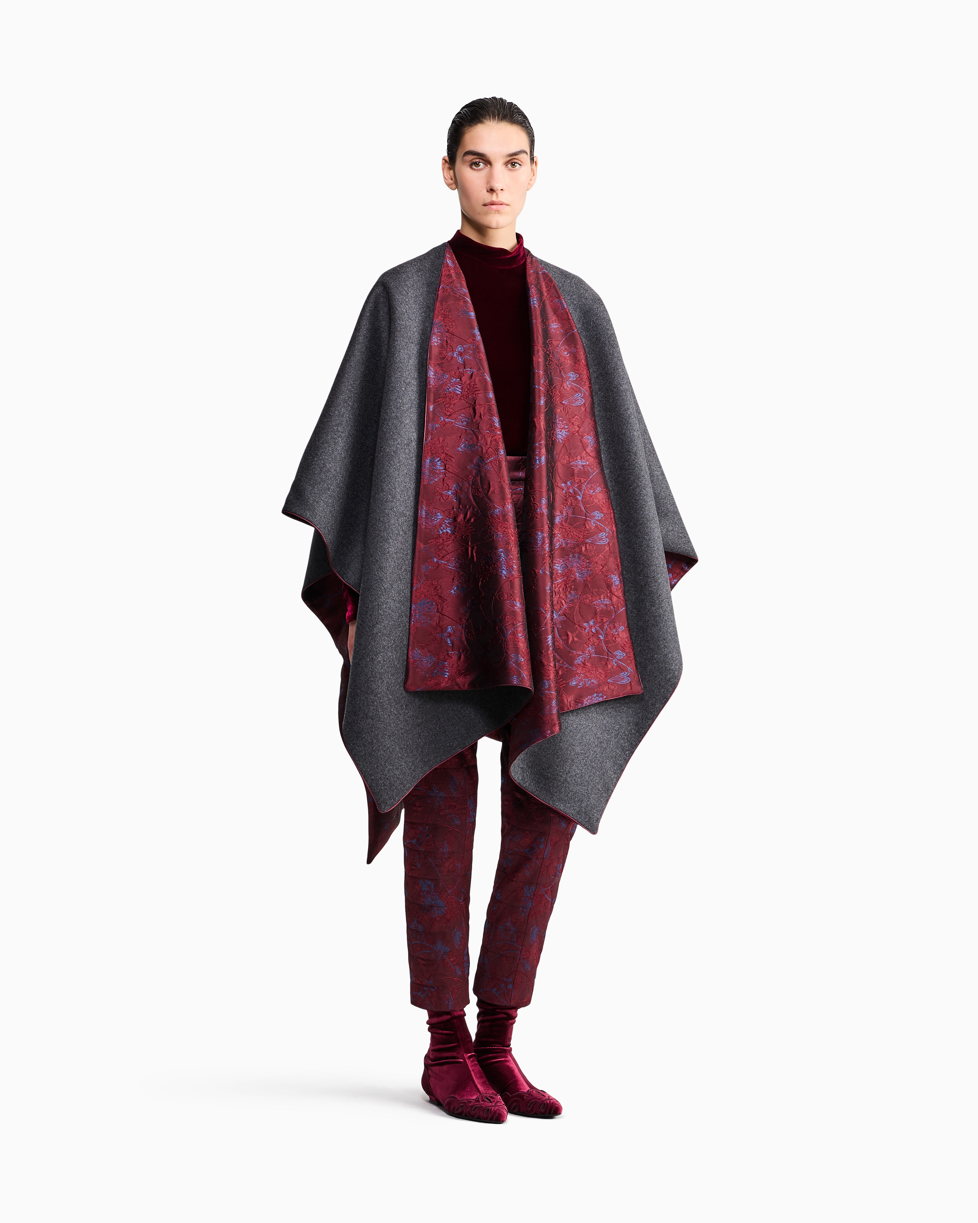 GIORGIO ARMANI Giorgio Armani Double Compact Virgin Wool, Viscose and Silk Poncho