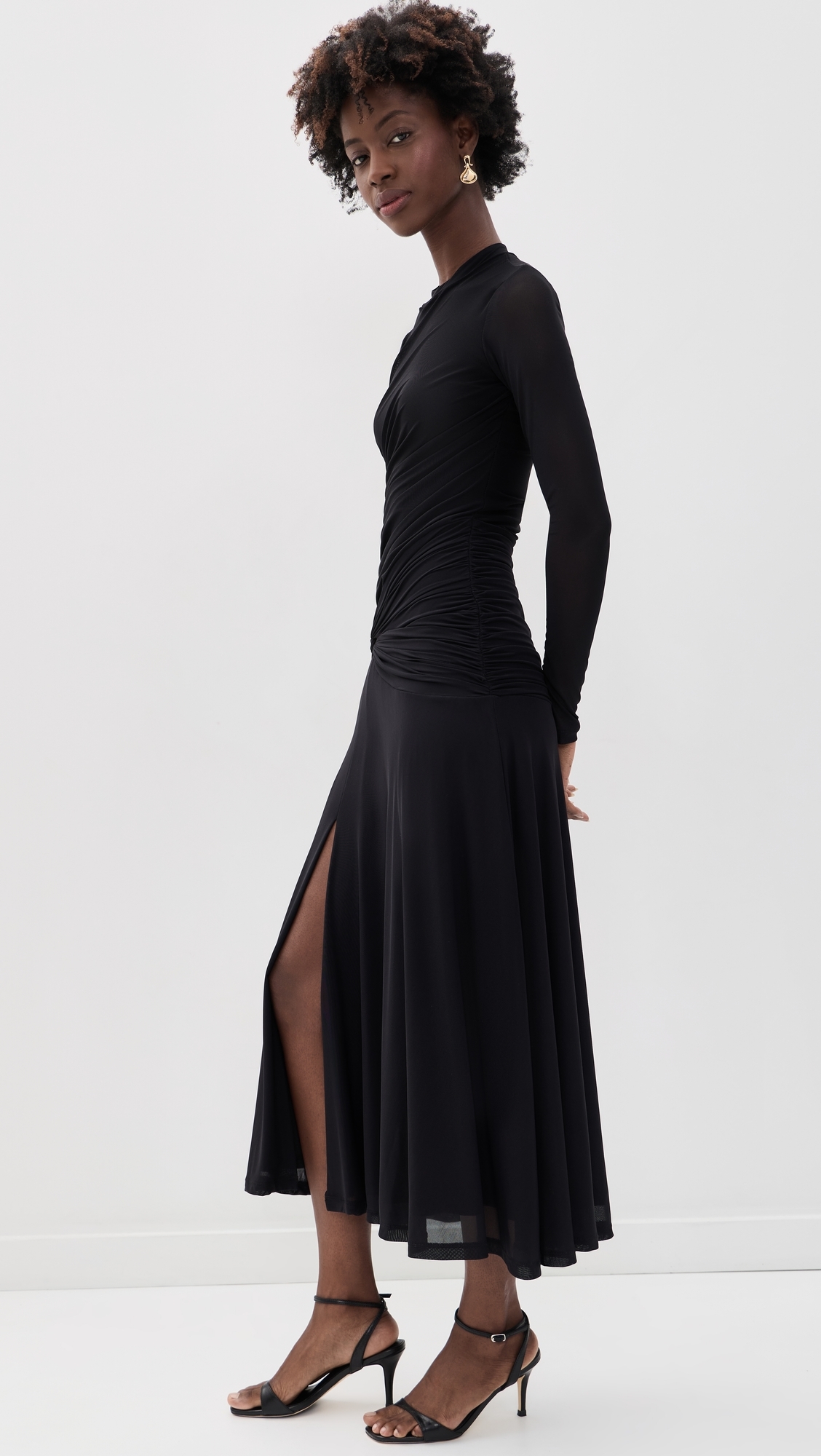 WAYF WAYF Selene Ruched Long Sleeve Dress