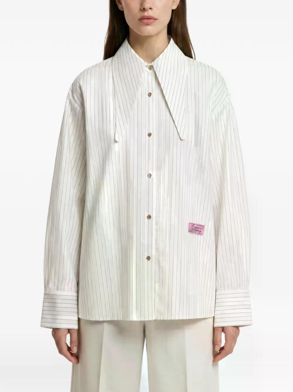 ESSENTIEL ANTWERP Essentiel Antwerp Pinstripe Pattern Pointed-Collar Shirt