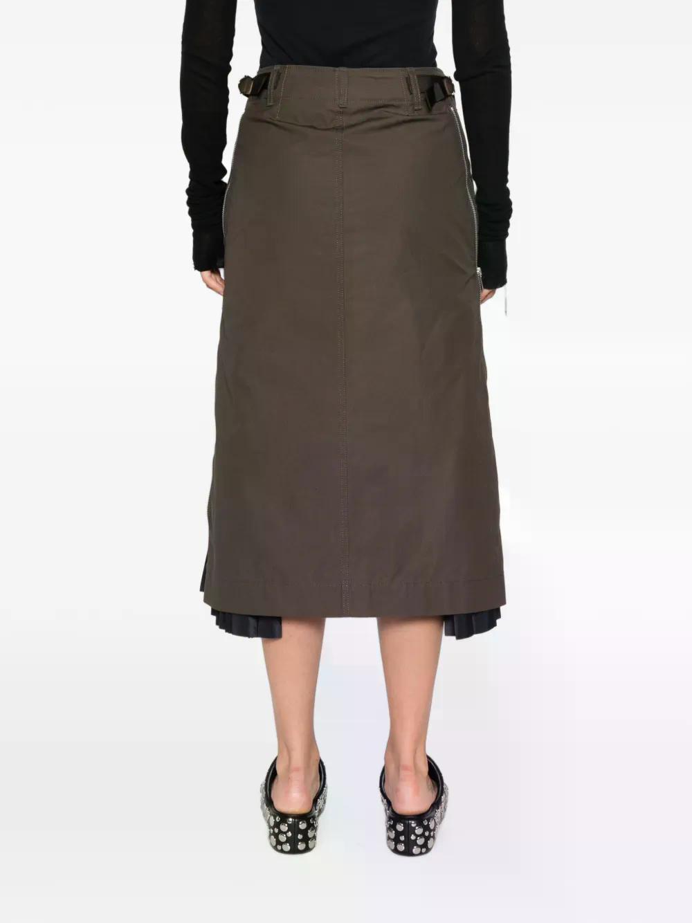 SACAI Pleated-Panel Zip-Detail Mid Skirt