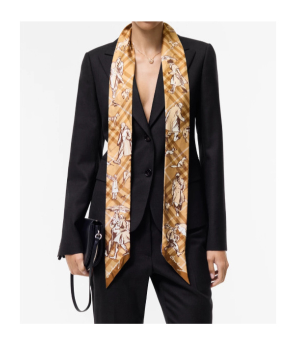 BURBERRY Skinny Check Mates Silk Scarf