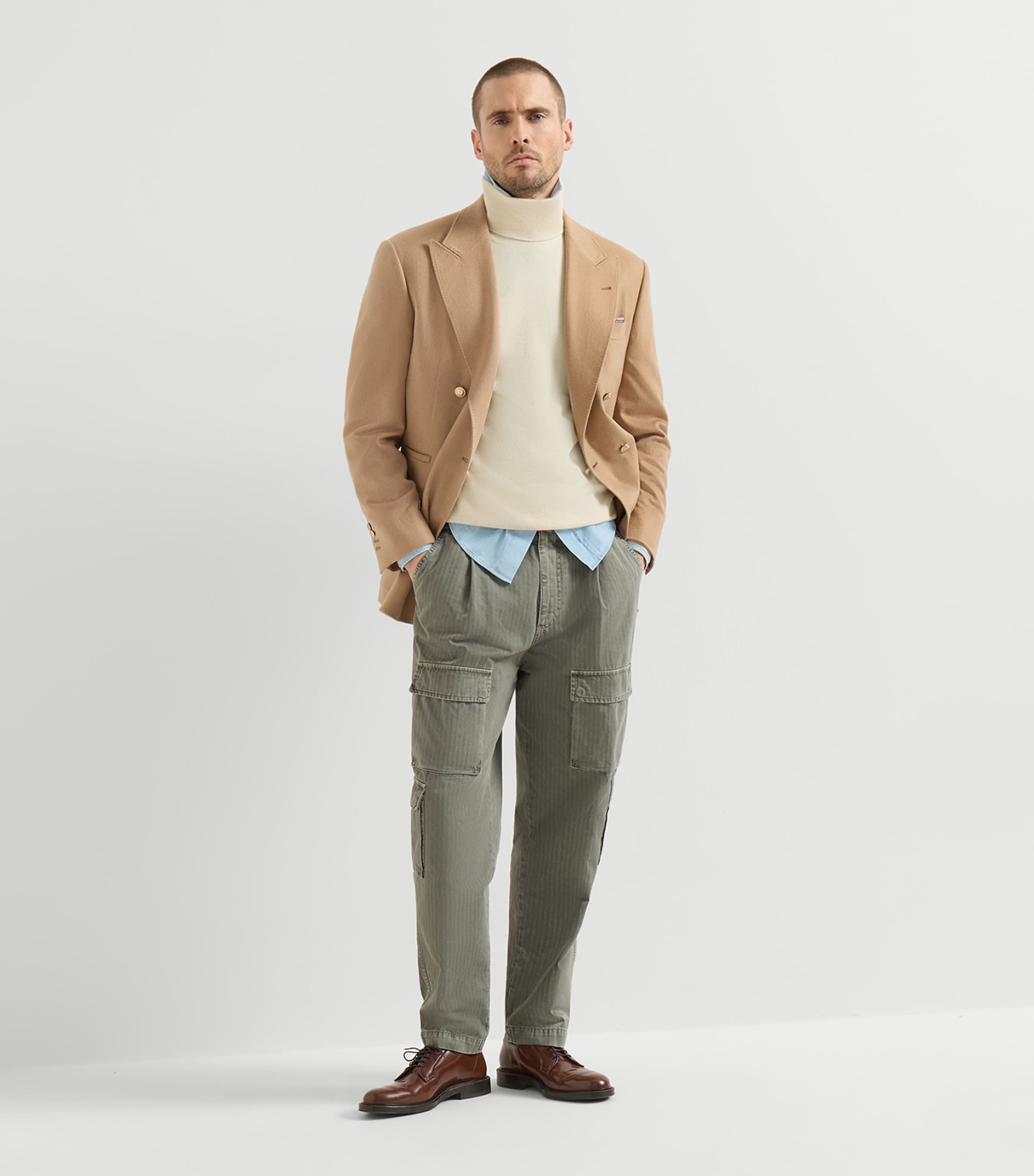 BRUNELLO CUCINELLI denim-effect chambray shirt