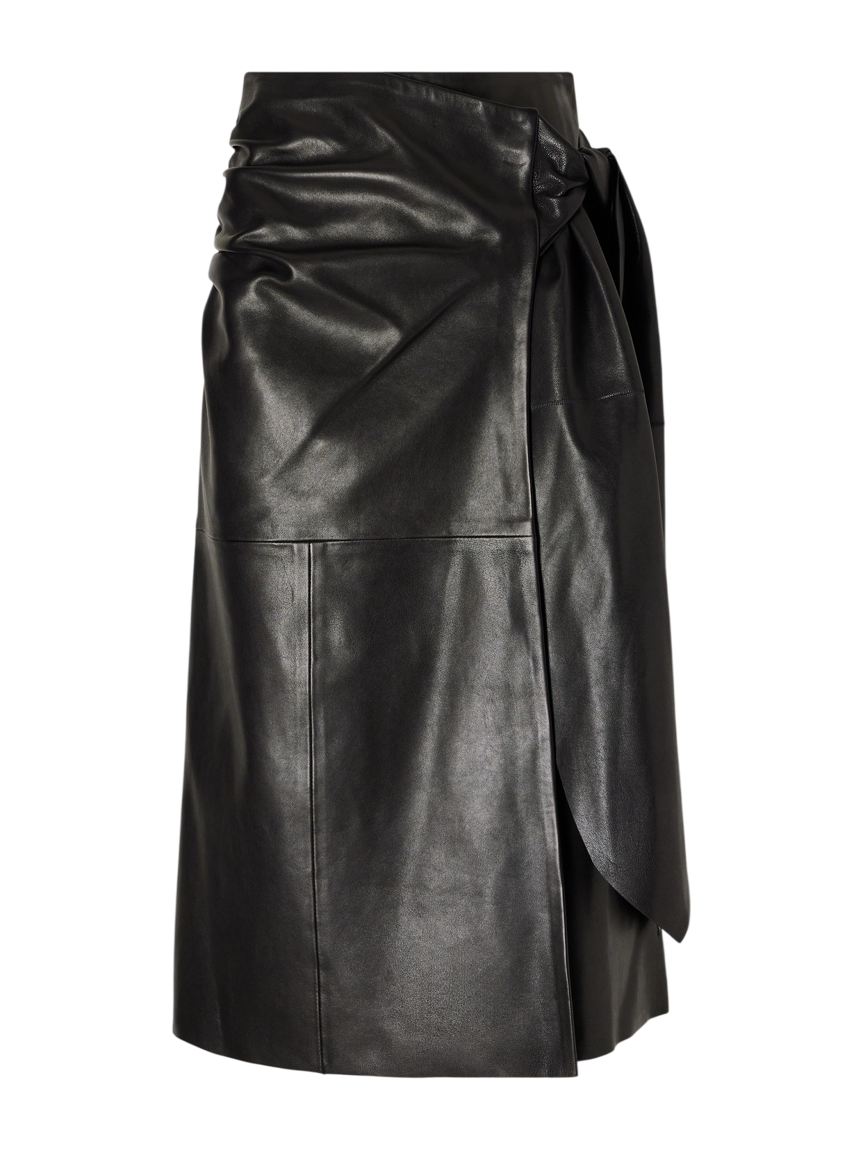 NOUR HAMMOUR NOUR HAMMOUR Viret Knotted Paneled Leather Midi Skirt