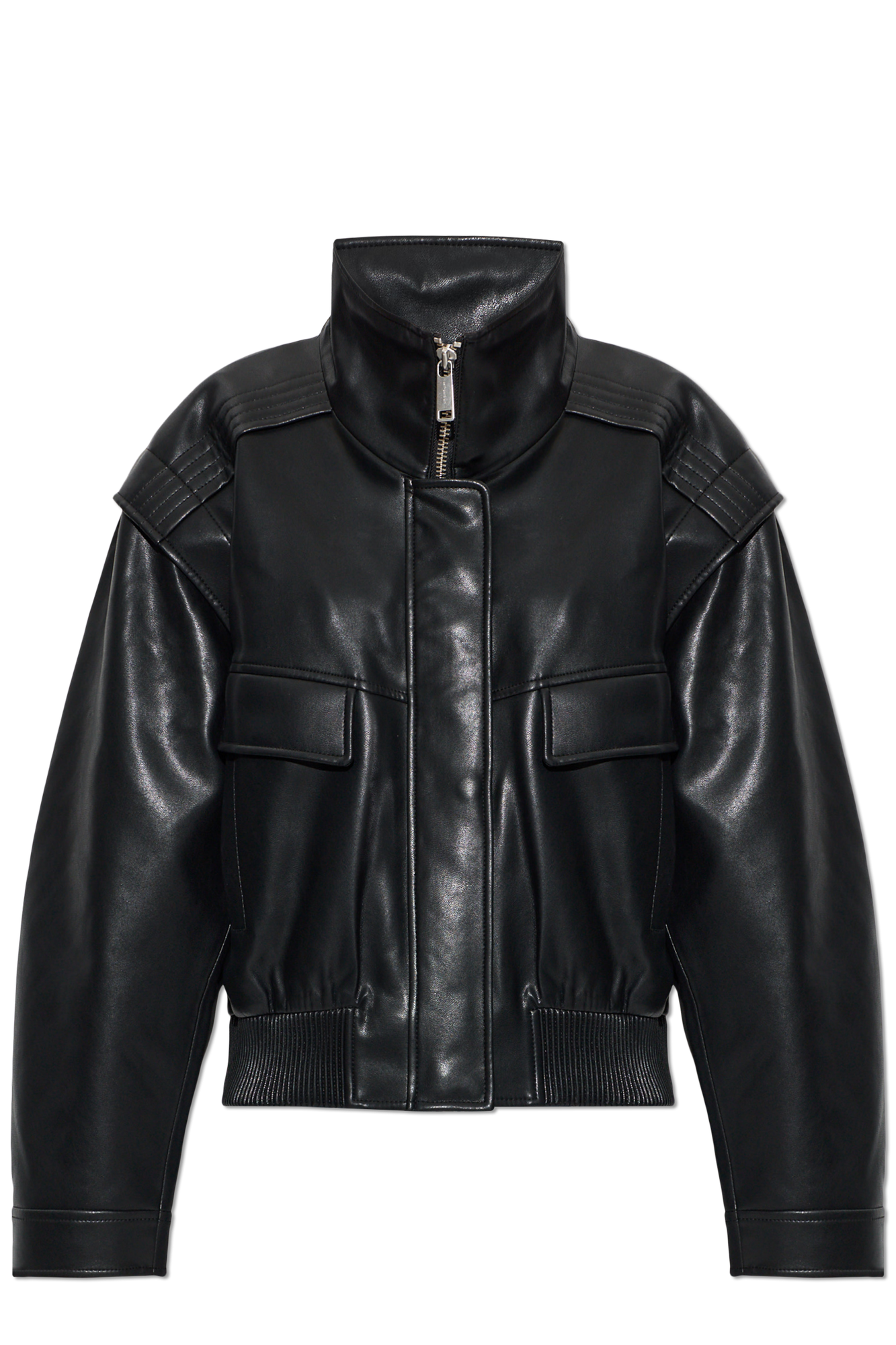 SELF-PORTRAIT Self-Portrait Stand Collar Leather Jacket