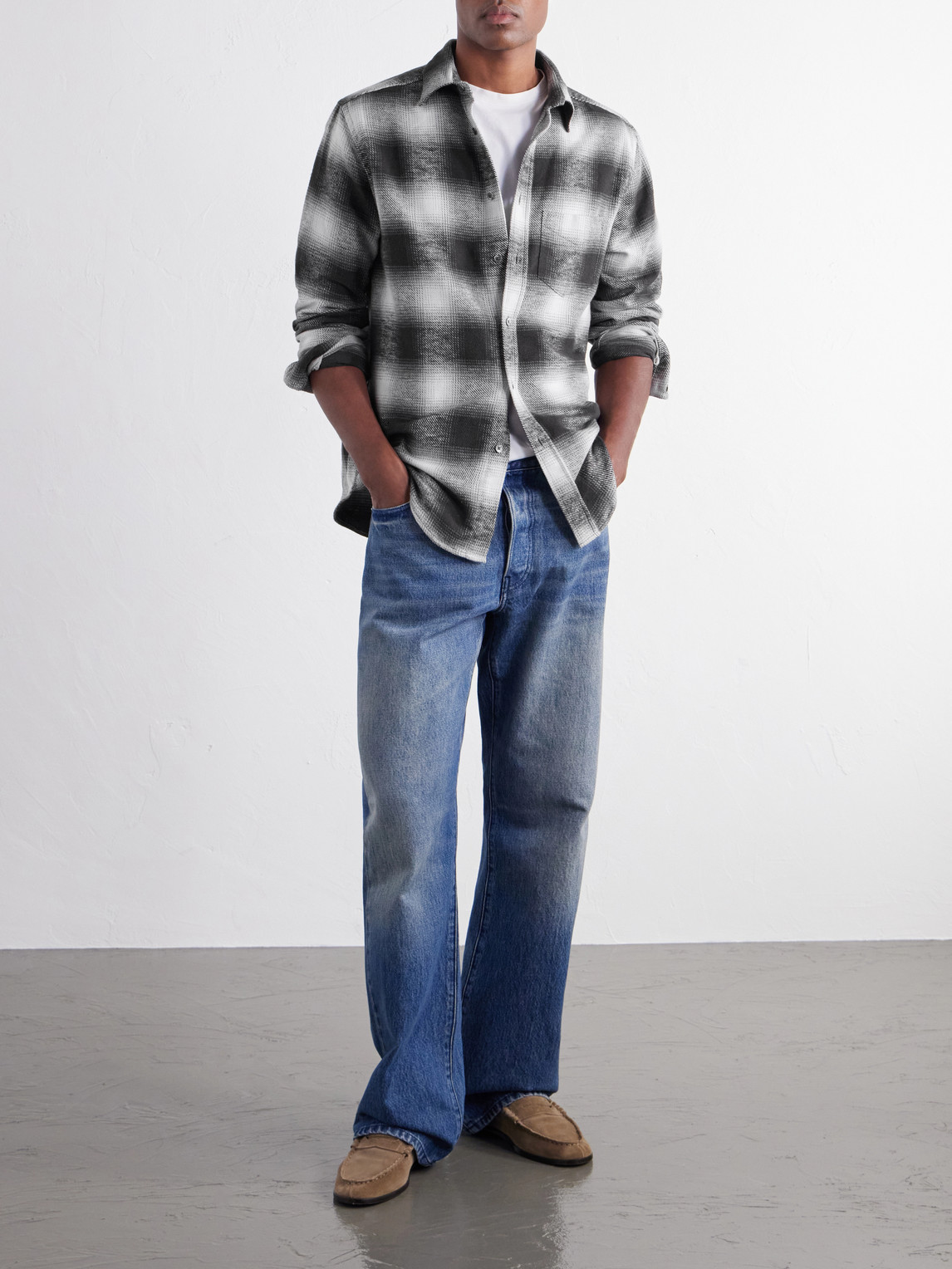 PORTUGUESE FLANNEL Portuguese Flannel - Dune Checked Cotton-Flannel Shirt - Men - Black - S