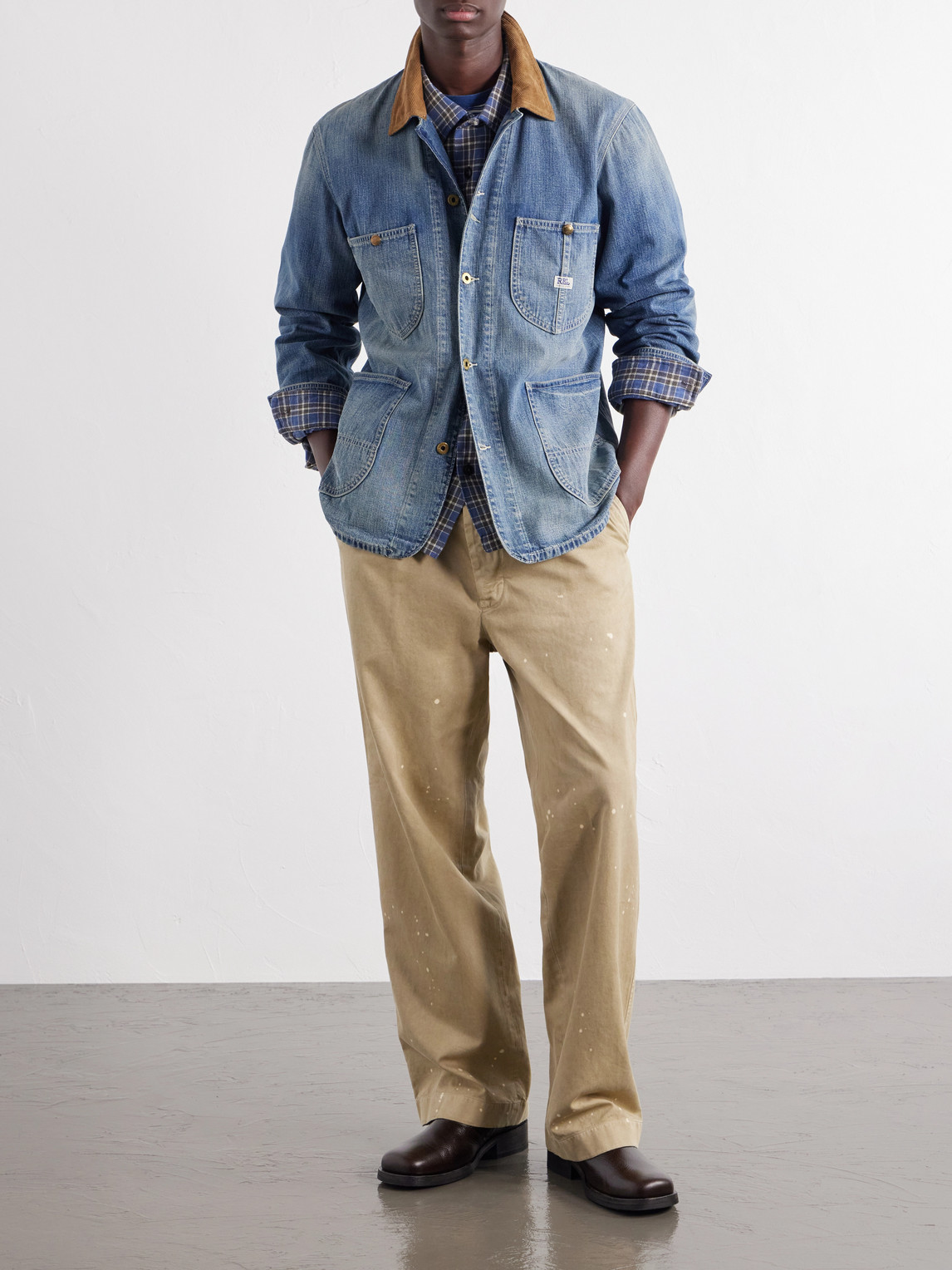 RALPH LAUREN RRL Stockton Corduroy-Trimmed Denim Jacket