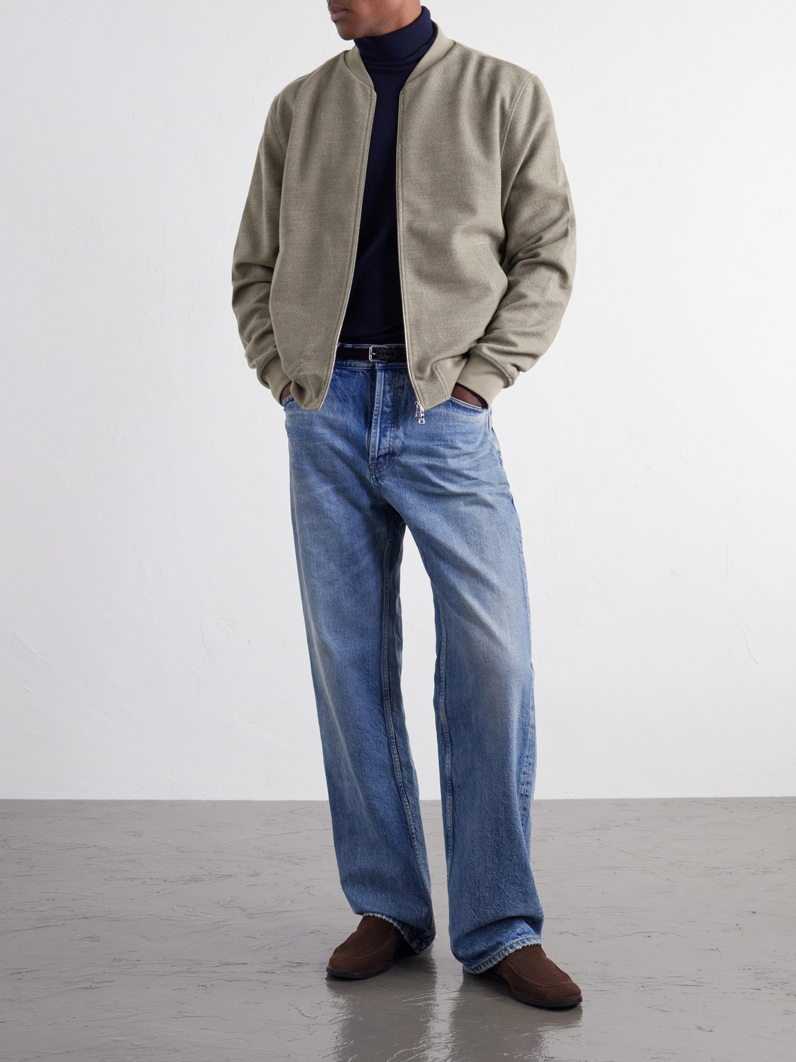 MR P. Mr P. Wool-Blend Piqué Zip-Up Bomber Jacket