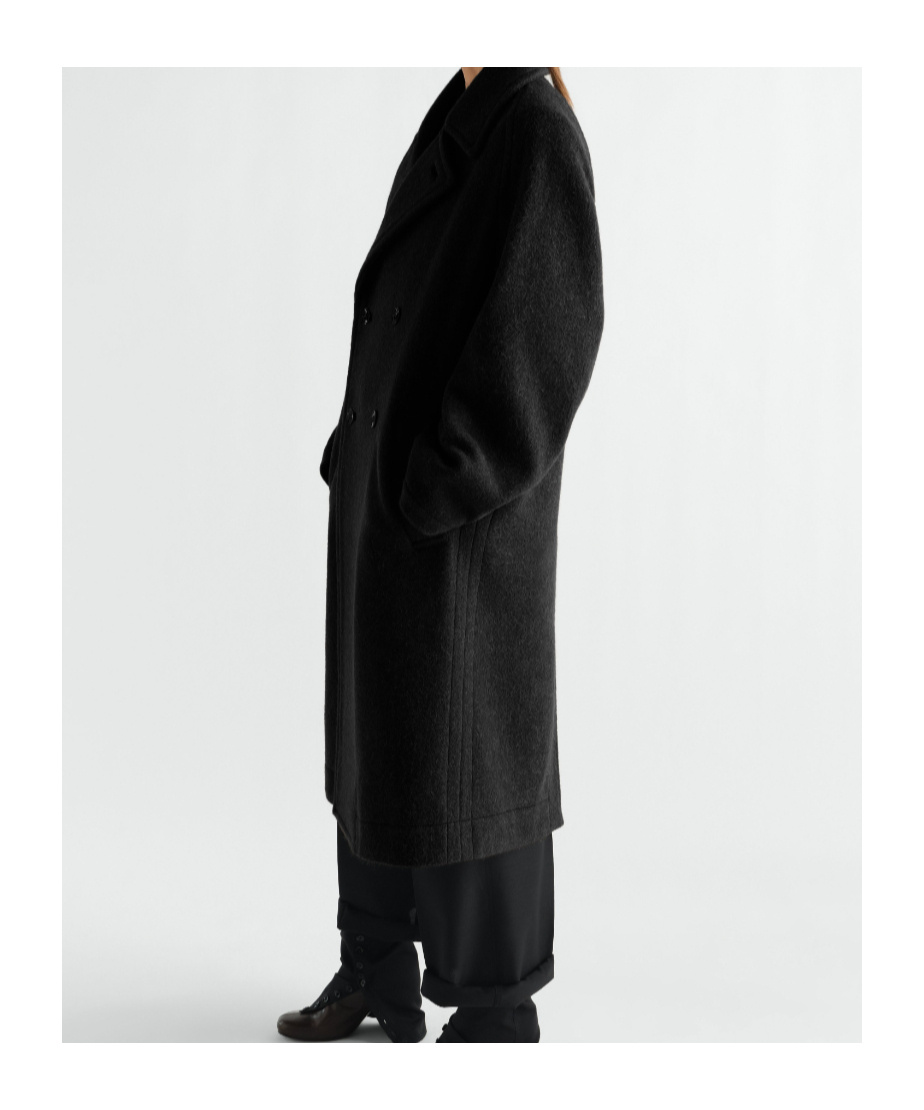 LEMAIRE Double-Breasted Coat in Felted Wool and Alpaca Blend